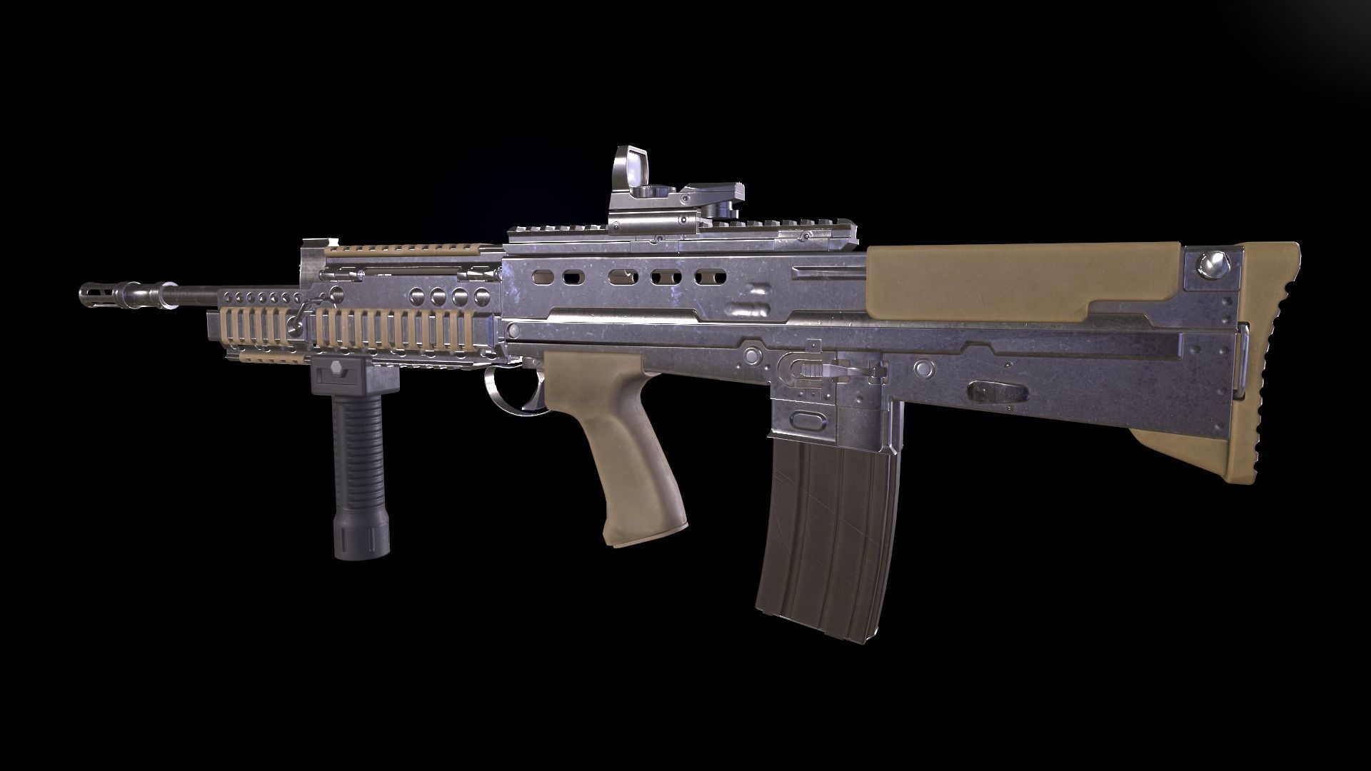 3D model SA80 rifle - Low-poly 3D modeling and textures VR / AR / low ...