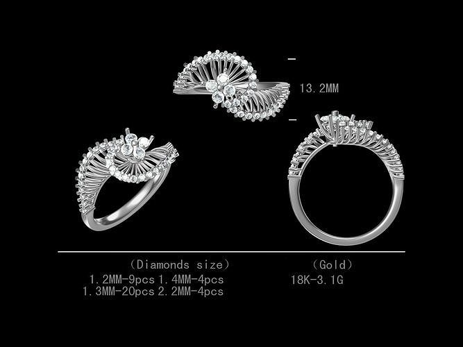 stylish diamond ring for women 3d model free 3D model 3D printable ...