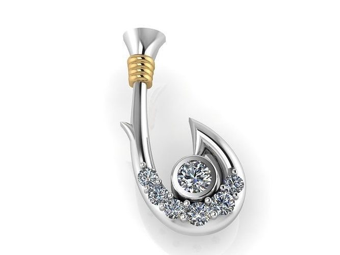 Diamond Hook Pendant 2153 3D model 3D printable | CGTrader