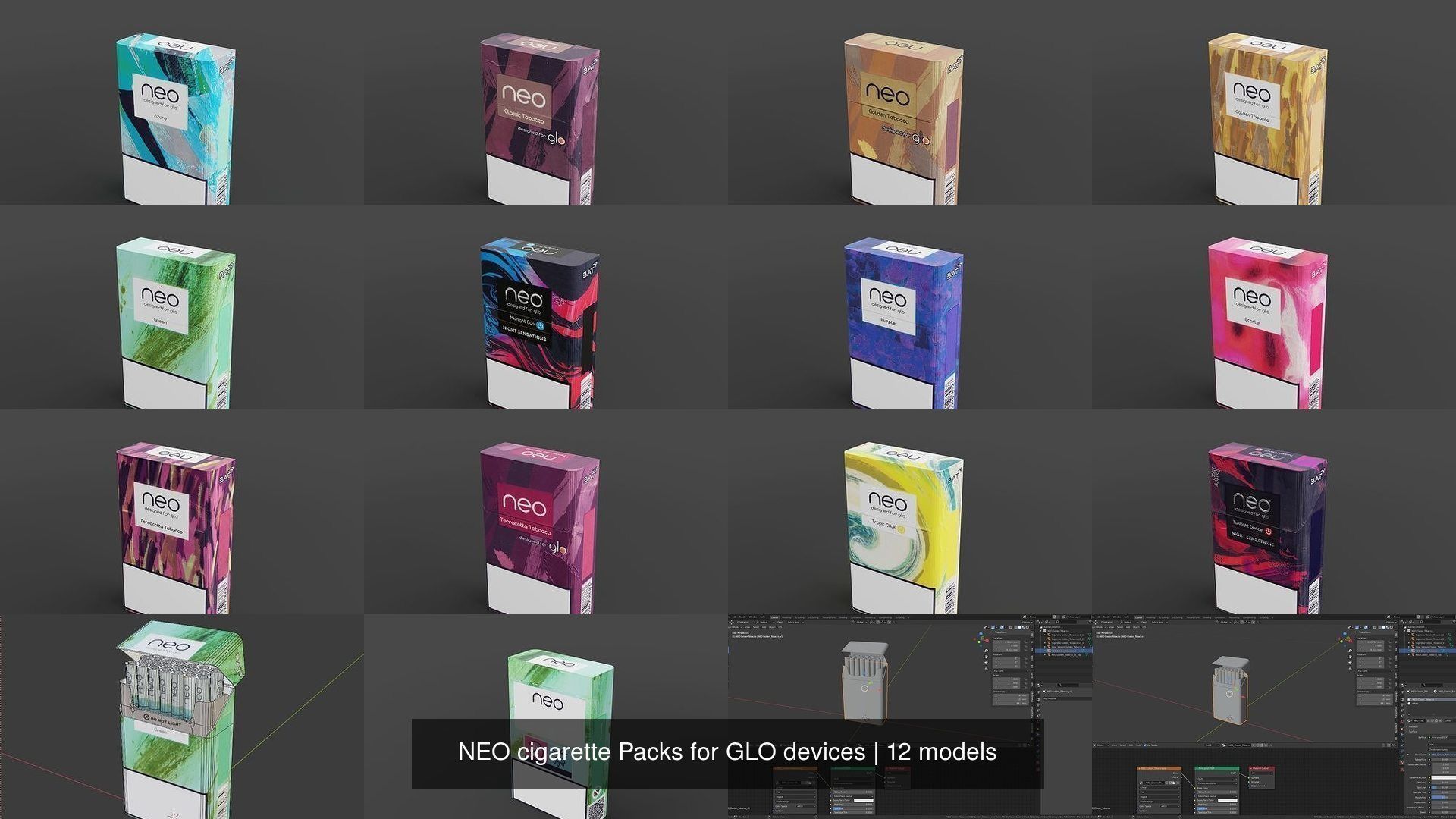 3D Model Collection NEO cigarette Packs for GLO devices VR / AR / low ...