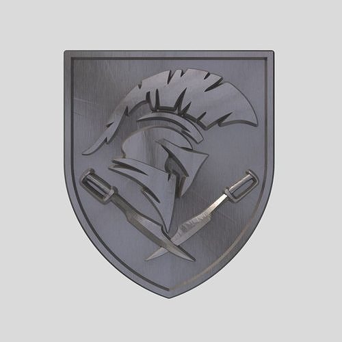 Knight helmet and swords on a shield 3D model 3D printable | CGTrader