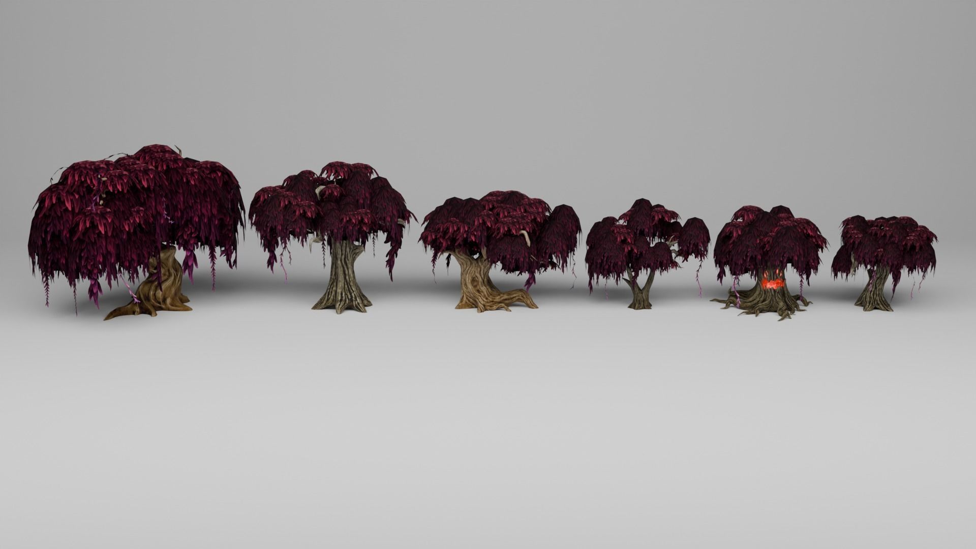 3D model Stylized Spooky Willow Tree Set VR / AR / low-poly | CGTrader