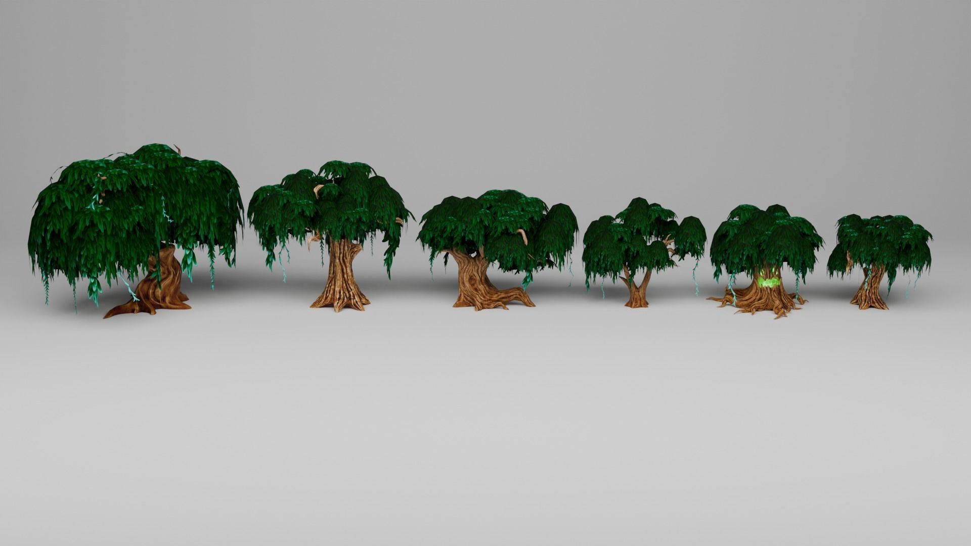 3D model Stylized Spooky Willow Tree Set VR / AR / low-poly | CGTrader