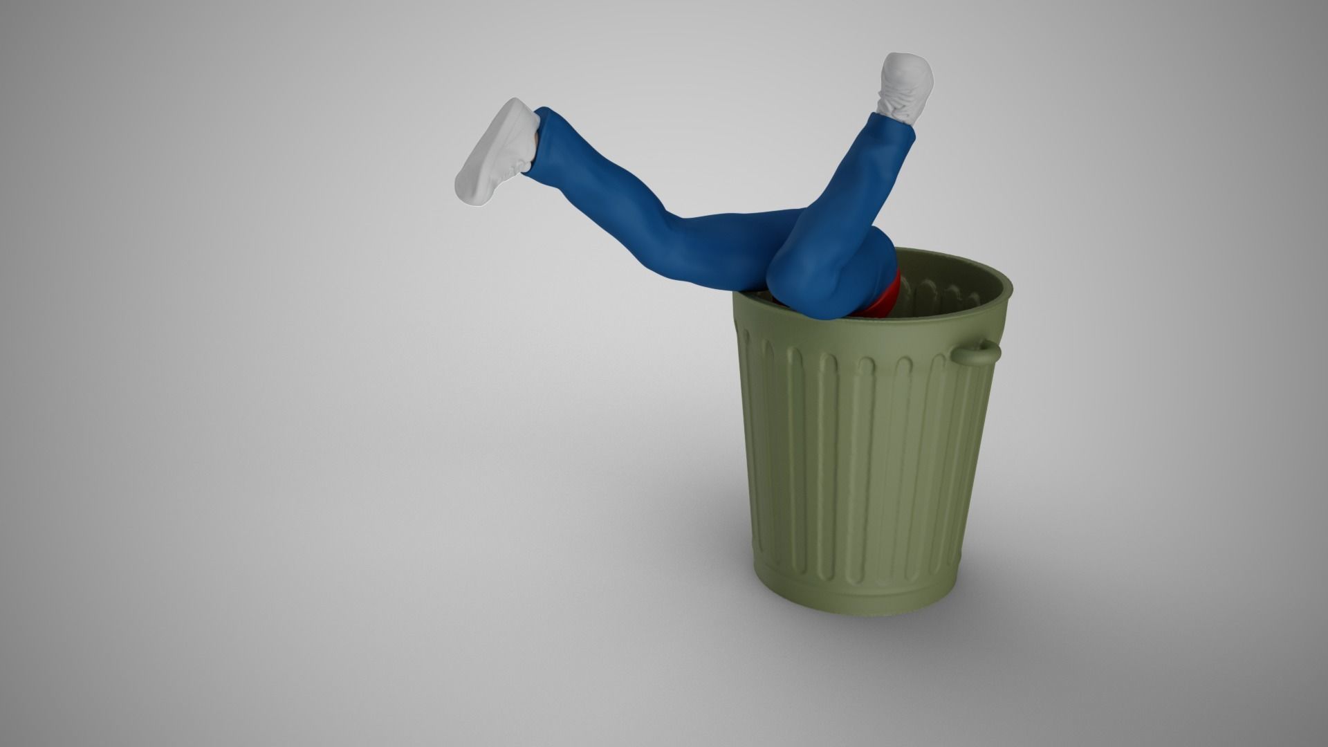 Man Falling into Trash Can 3D model 3D printable | CGTrader