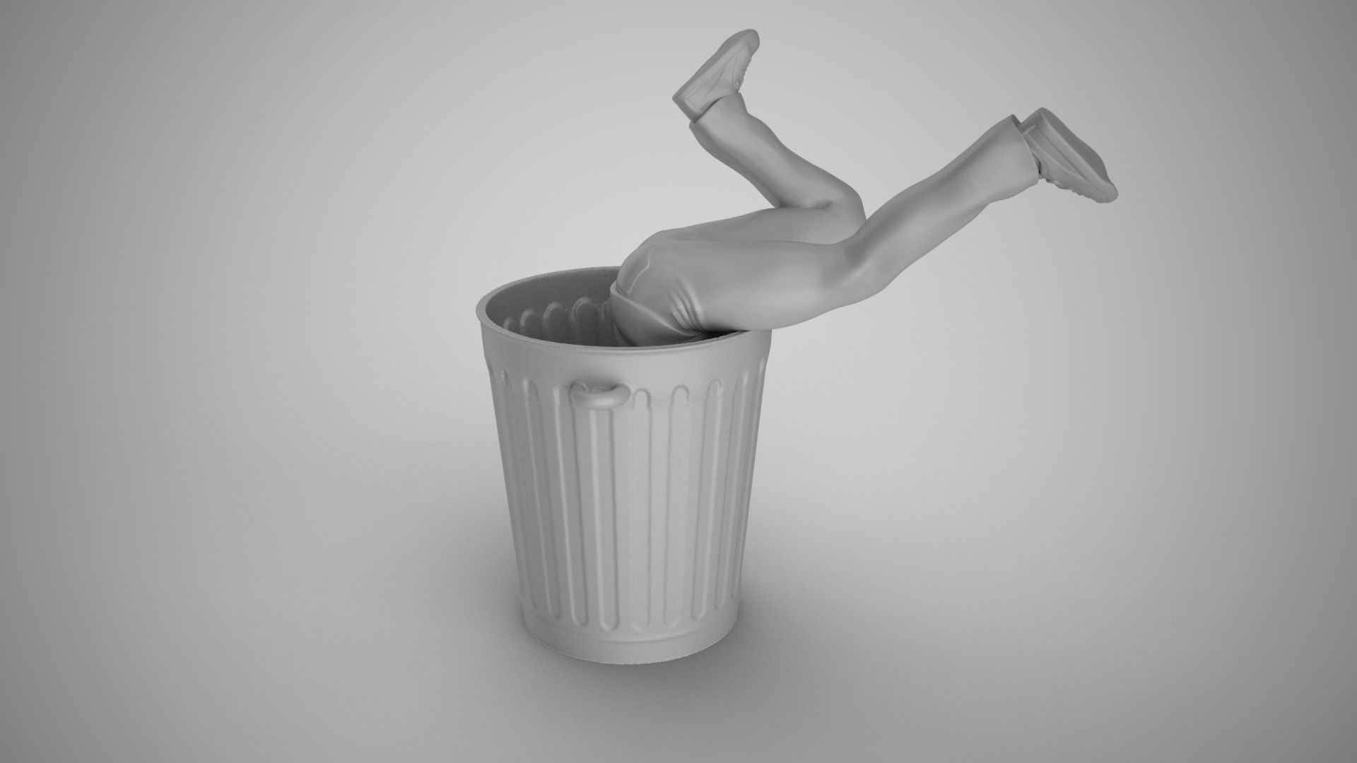 Man Falling into Trash Can 3D model 3D printable | CGTrader