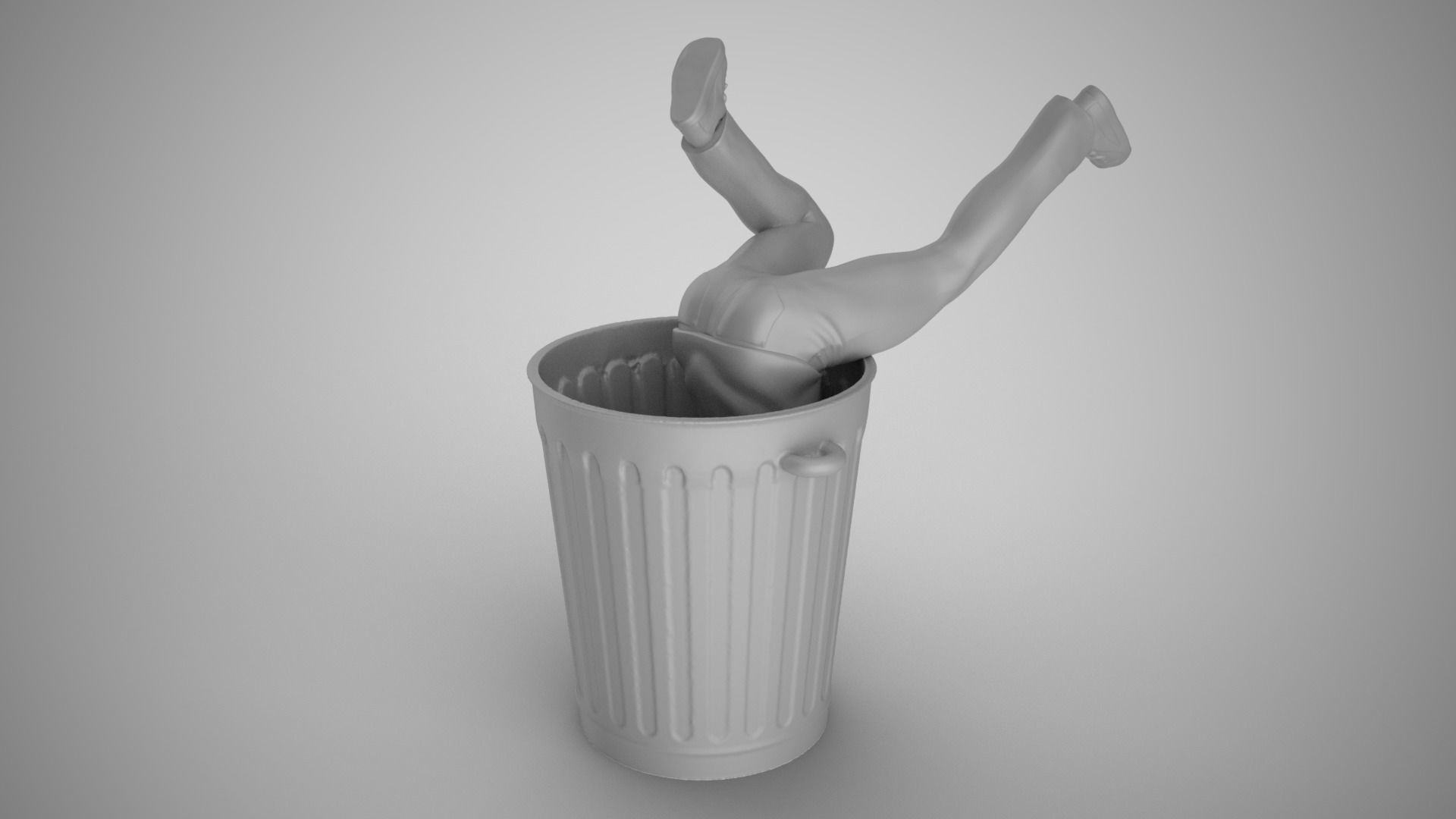 Man Falling Into Trash Can 3d Model 3d Printable Cgtrader