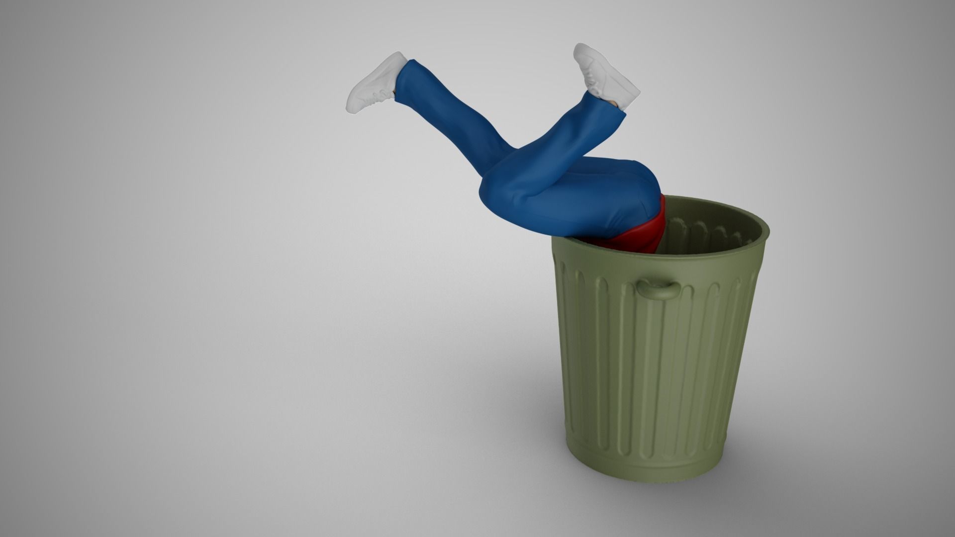 Man Falling into Trash Can 3D model 3D printable | CGTrader