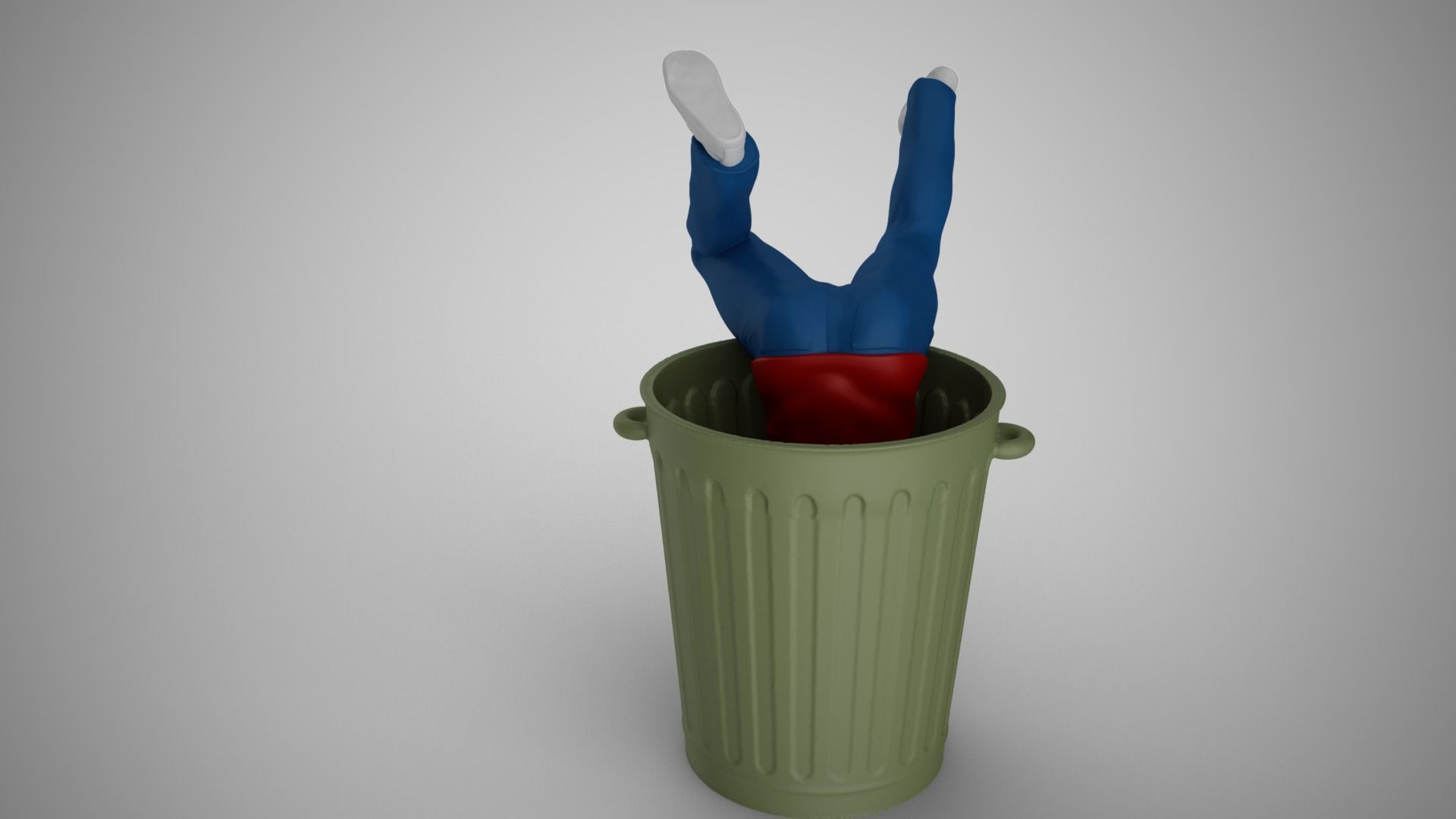 Man Falling into Trash Can 3D model 3D printable | CGTrader