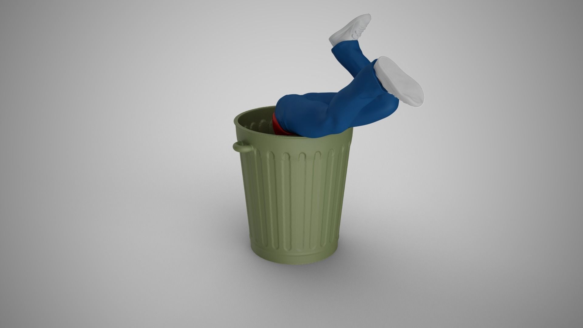 Man Falling into Trash Can 3D model 3D printable | CGTrader