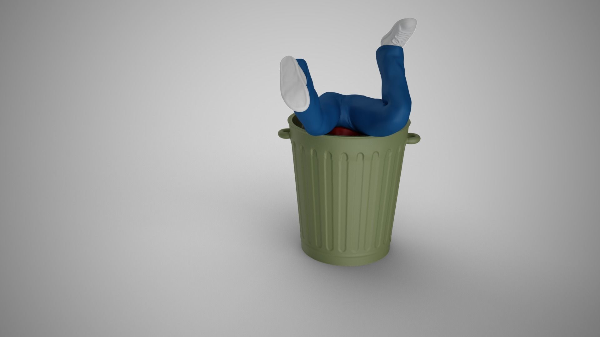 Man Falling into Trash Can 3D model 3D printable | CGTrader
