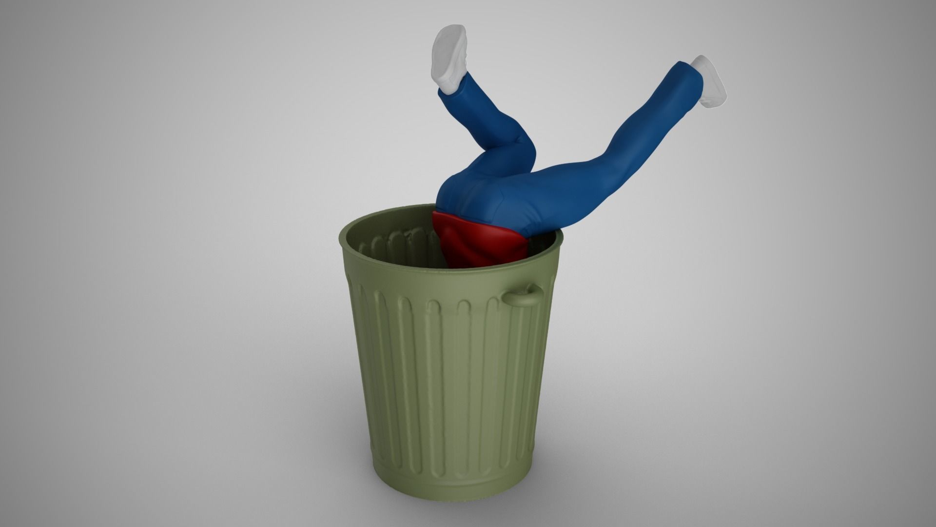 Man Falling into Trash Can 3D model 3D printable | CGTrader