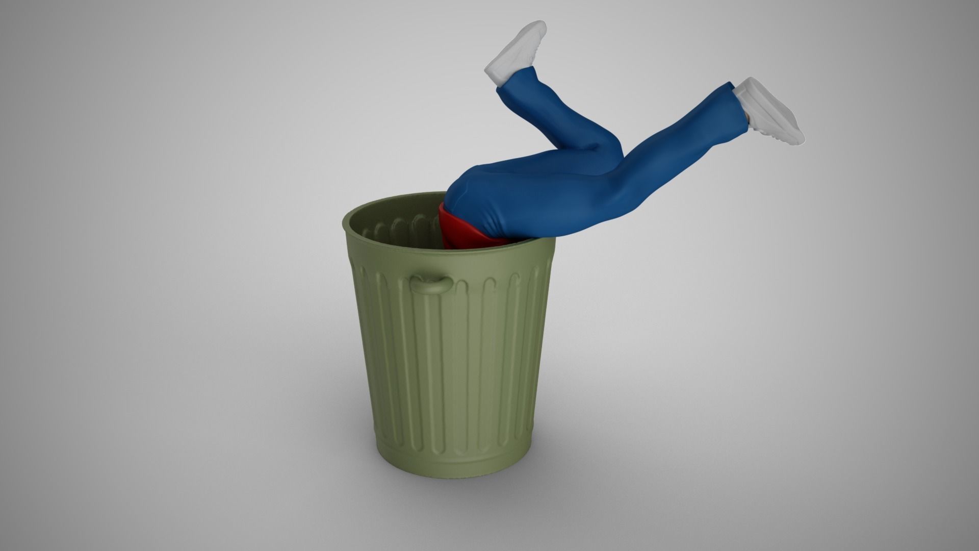 Man Falling into Trash Can 3D model 3D printable | CGTrader