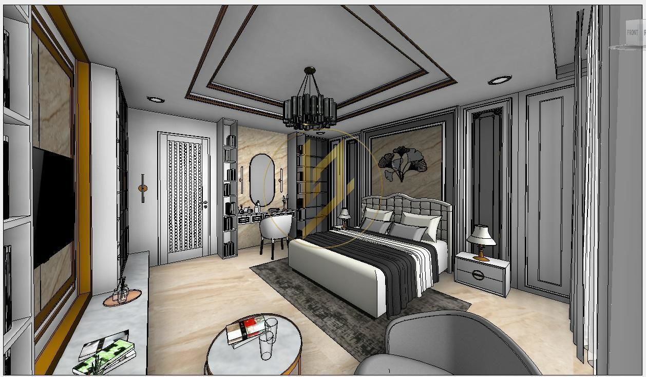 Revit Interior Bedroom classic full parametric family 3D model | CGTrader