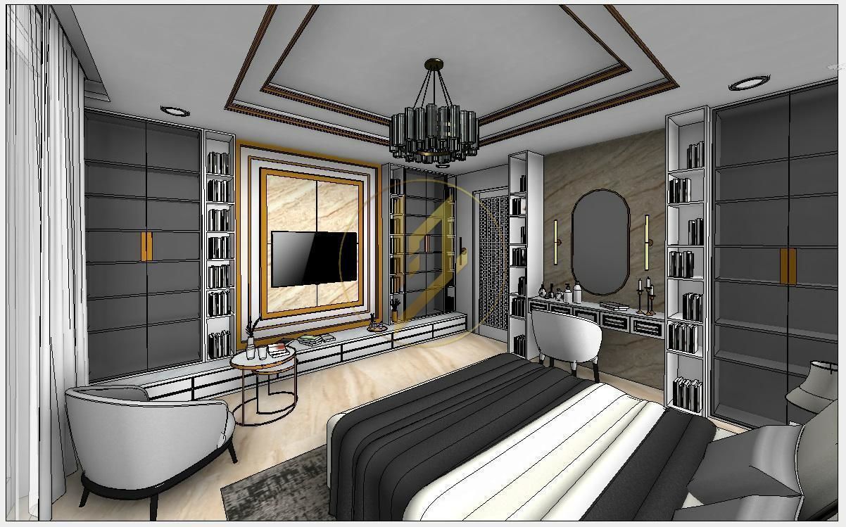 Revit Interior Bedroom classic full parametric family 3D model | CGTrader