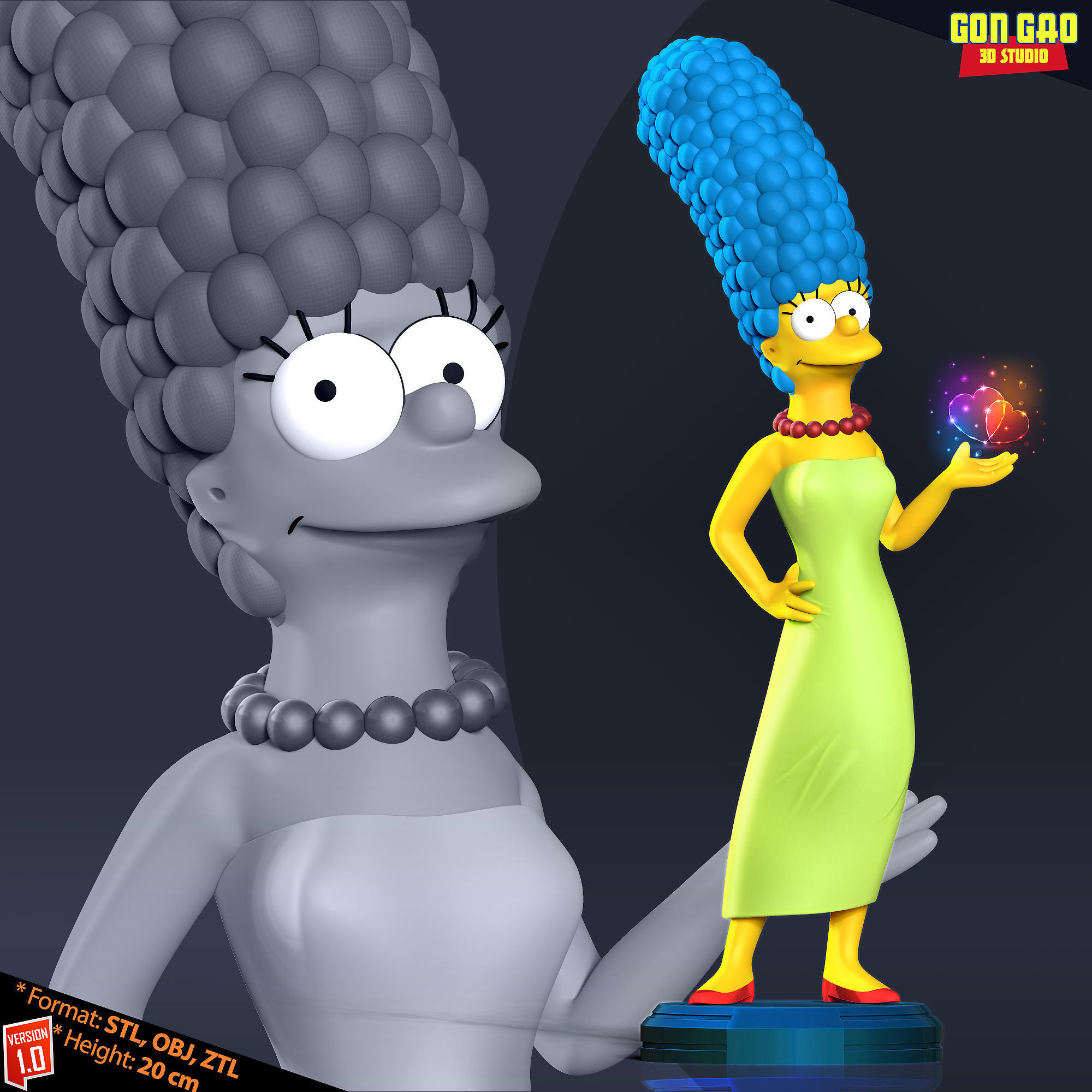 Marge Simpson 3D model 3D printable | CGTrader