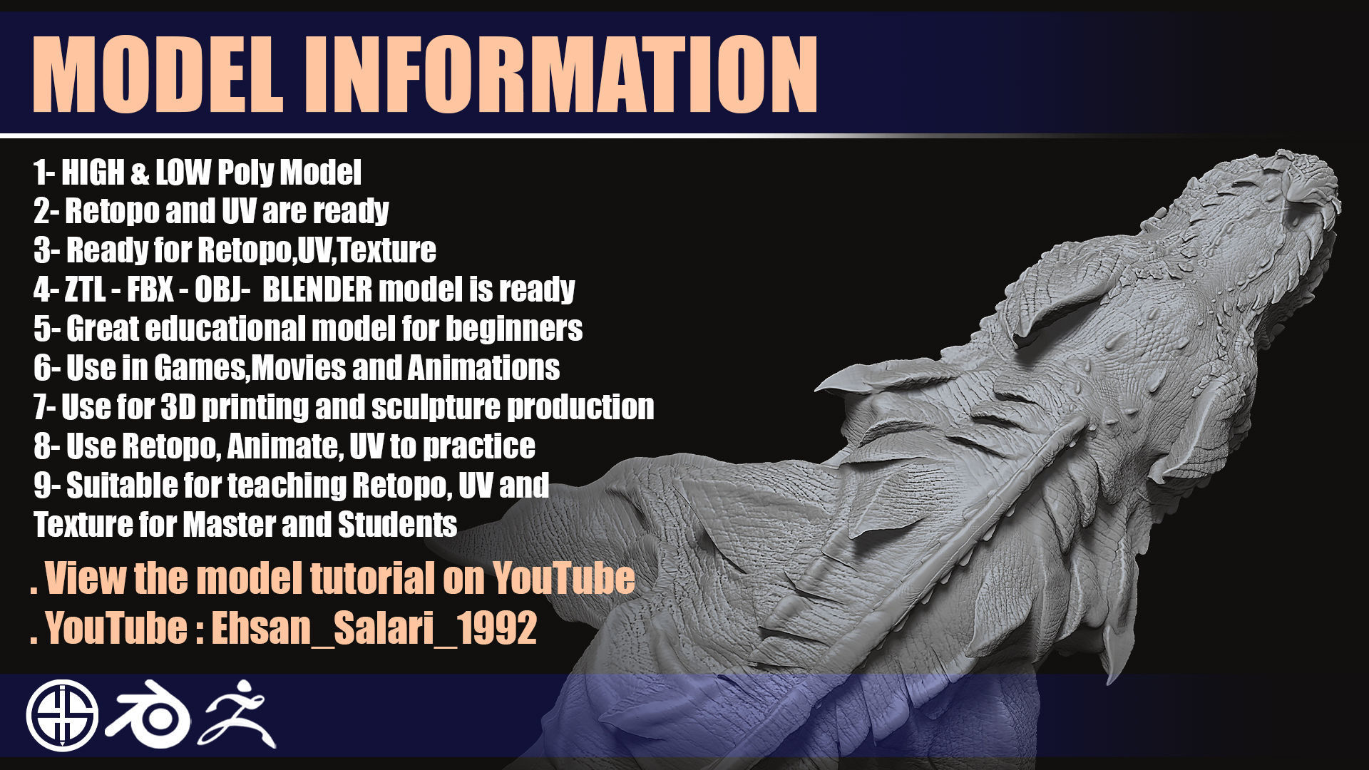 3D Model Of Sea Dragon-3D Model of Creatures- free VR / AR / low-poly ...