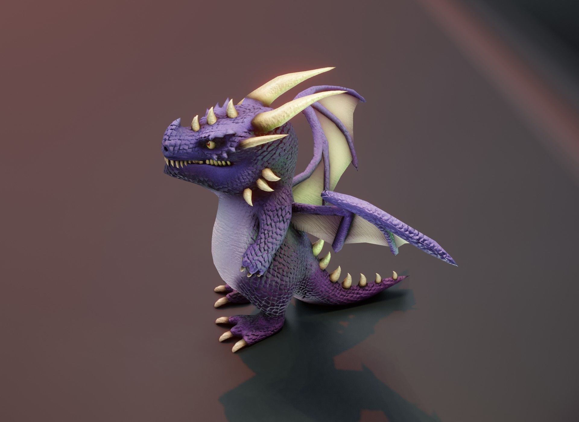 3D model Cartoon Purple Dragon Animated 3D Model VR / AR / low-poly ...