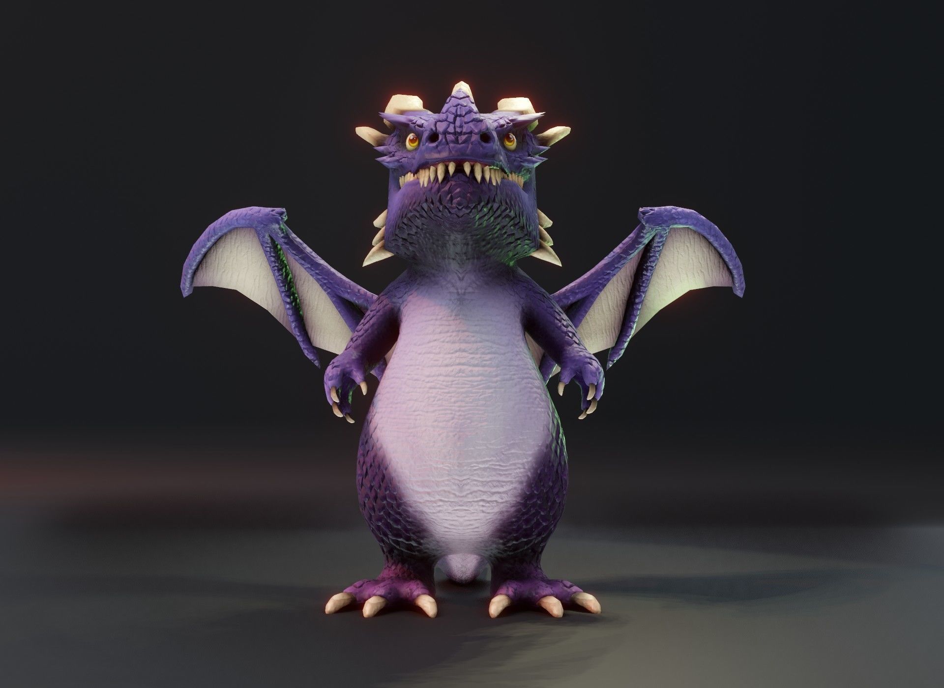 3D model Cartoon Purple Dragon Animated 3D Model VR / AR / low-poly ...