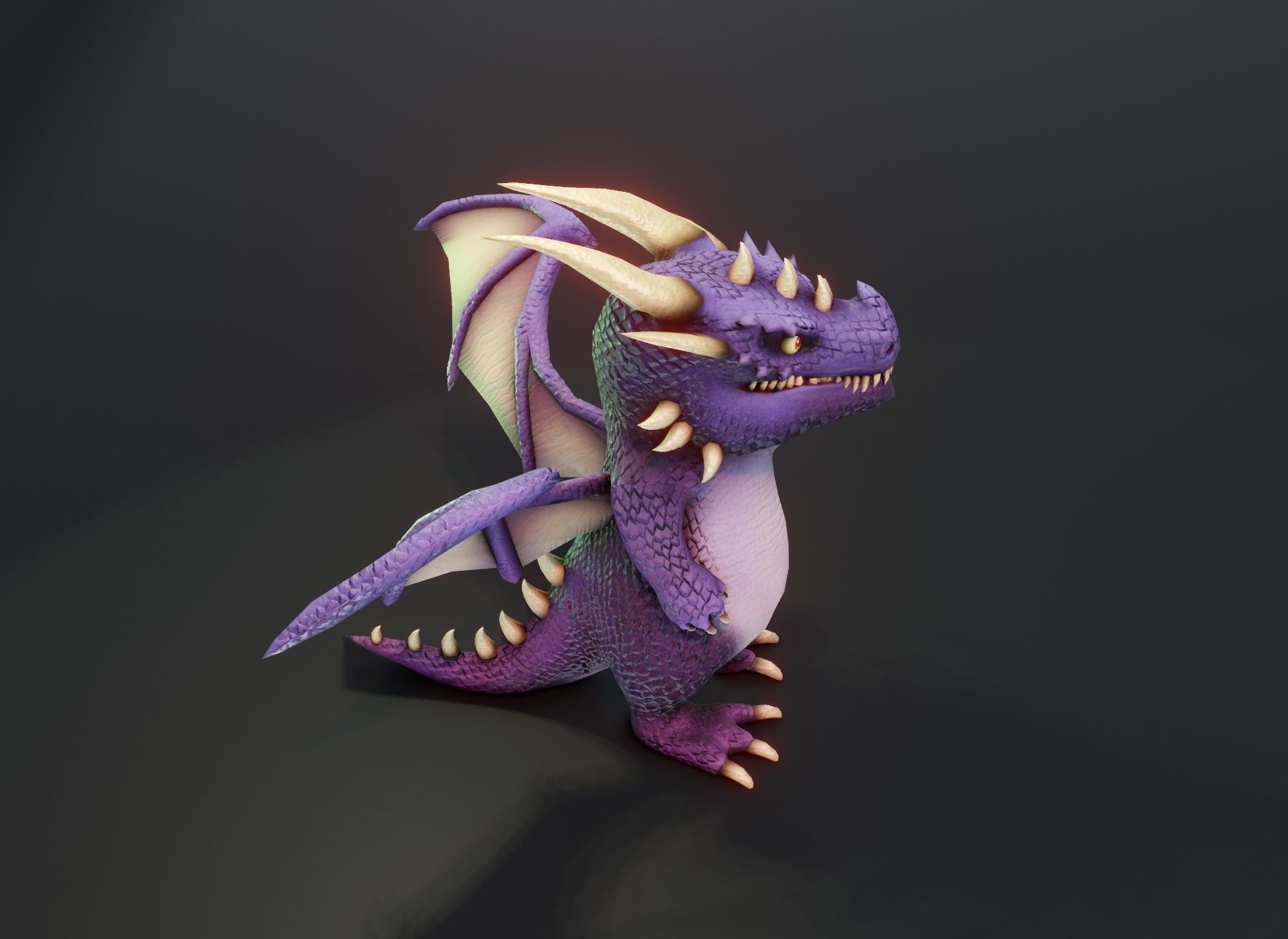 3D model Cartoon Purple Dragon Animated 3D Model VR / AR / low-poly ...