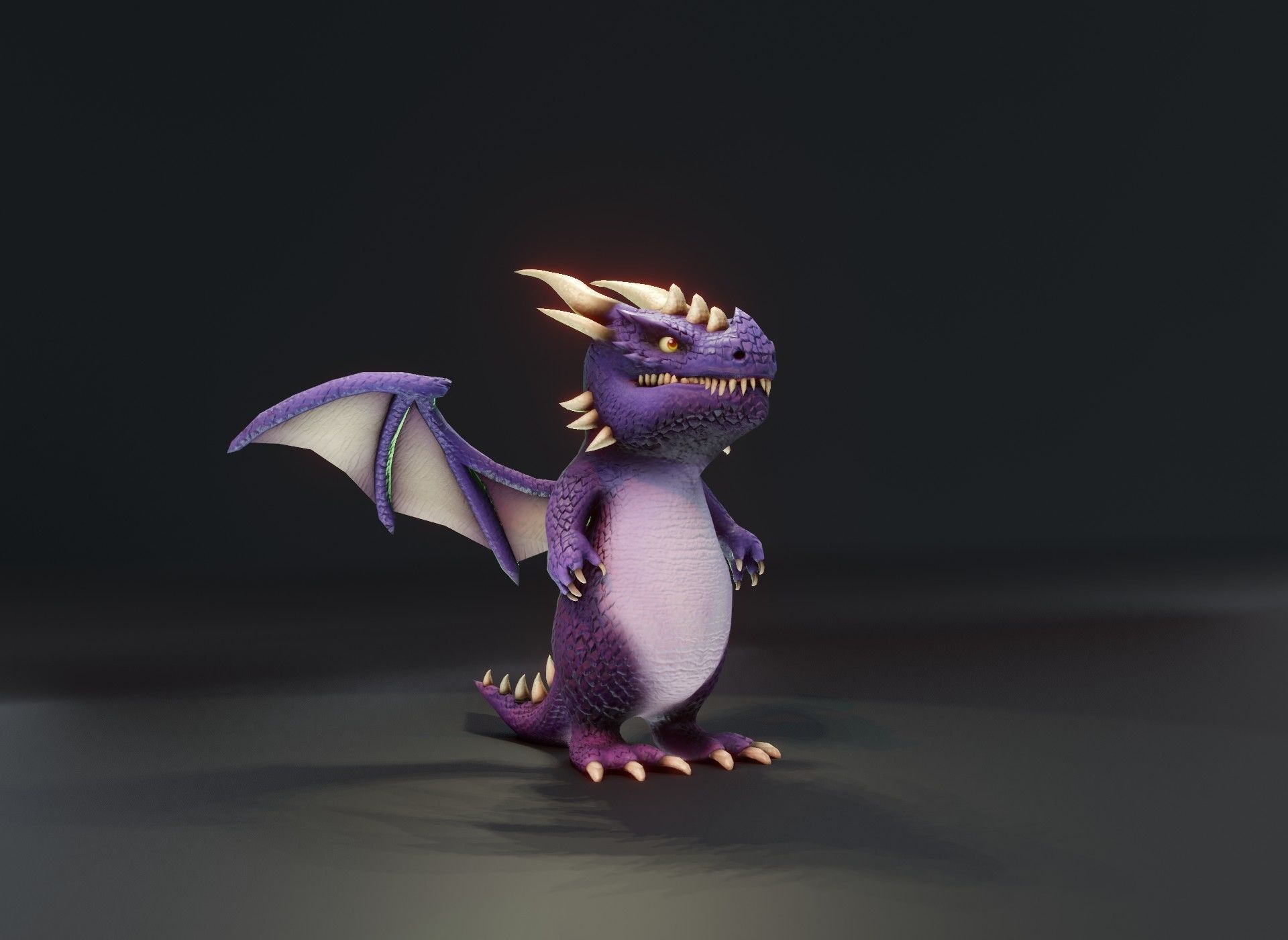 3D model Cartoon Purple Dragon Animated 3D Model VR / AR / low-poly ...