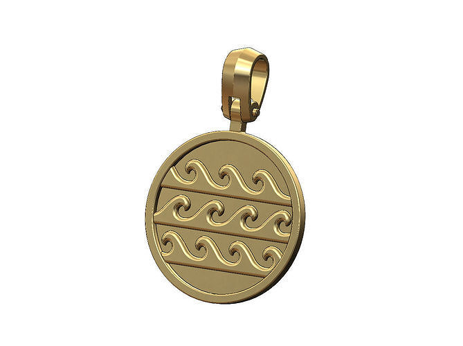 Wave greek key pendant charm with bail 3D model 3D printable | CGTrader