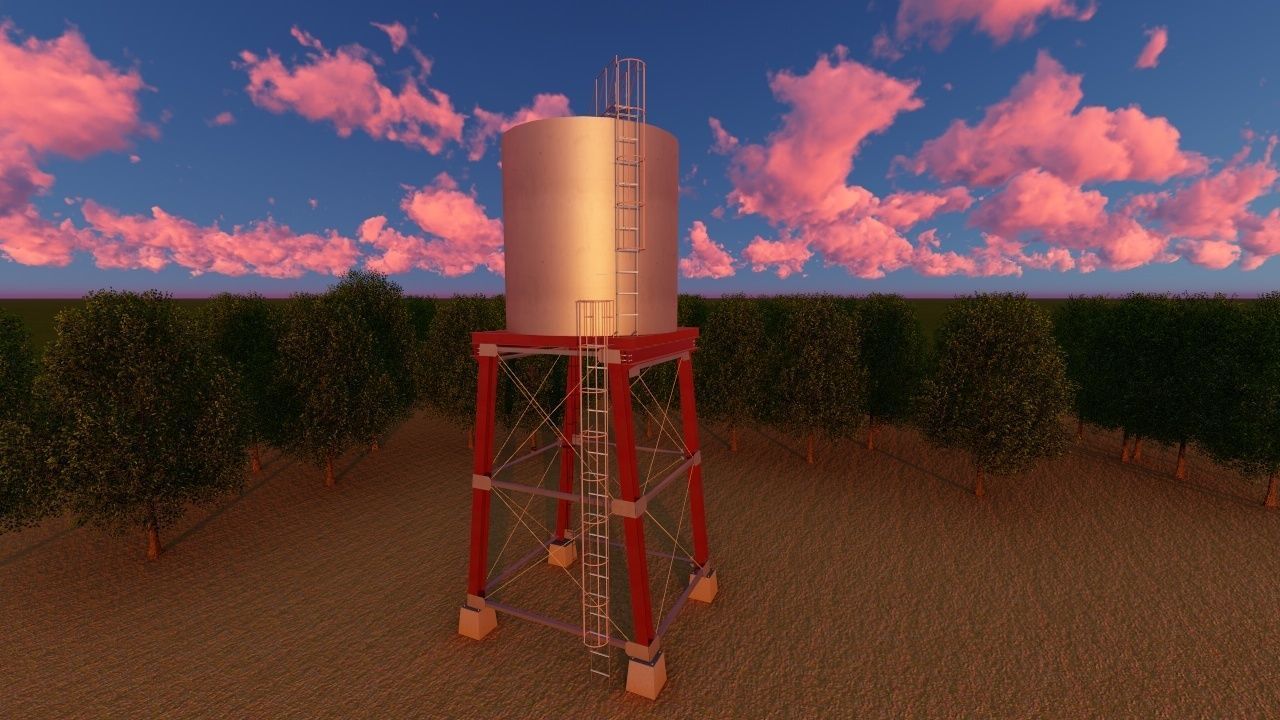 ELEVATED WATER TANK 3D model animated rigged | CGTrader