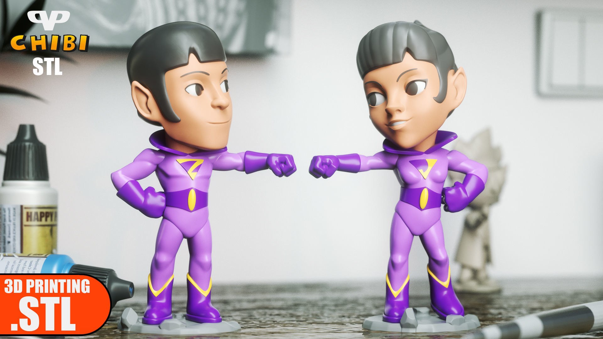 Wonder Twins Chibi STL for 3D Printing ChibiSTL 3DXM 3D model 3D ...