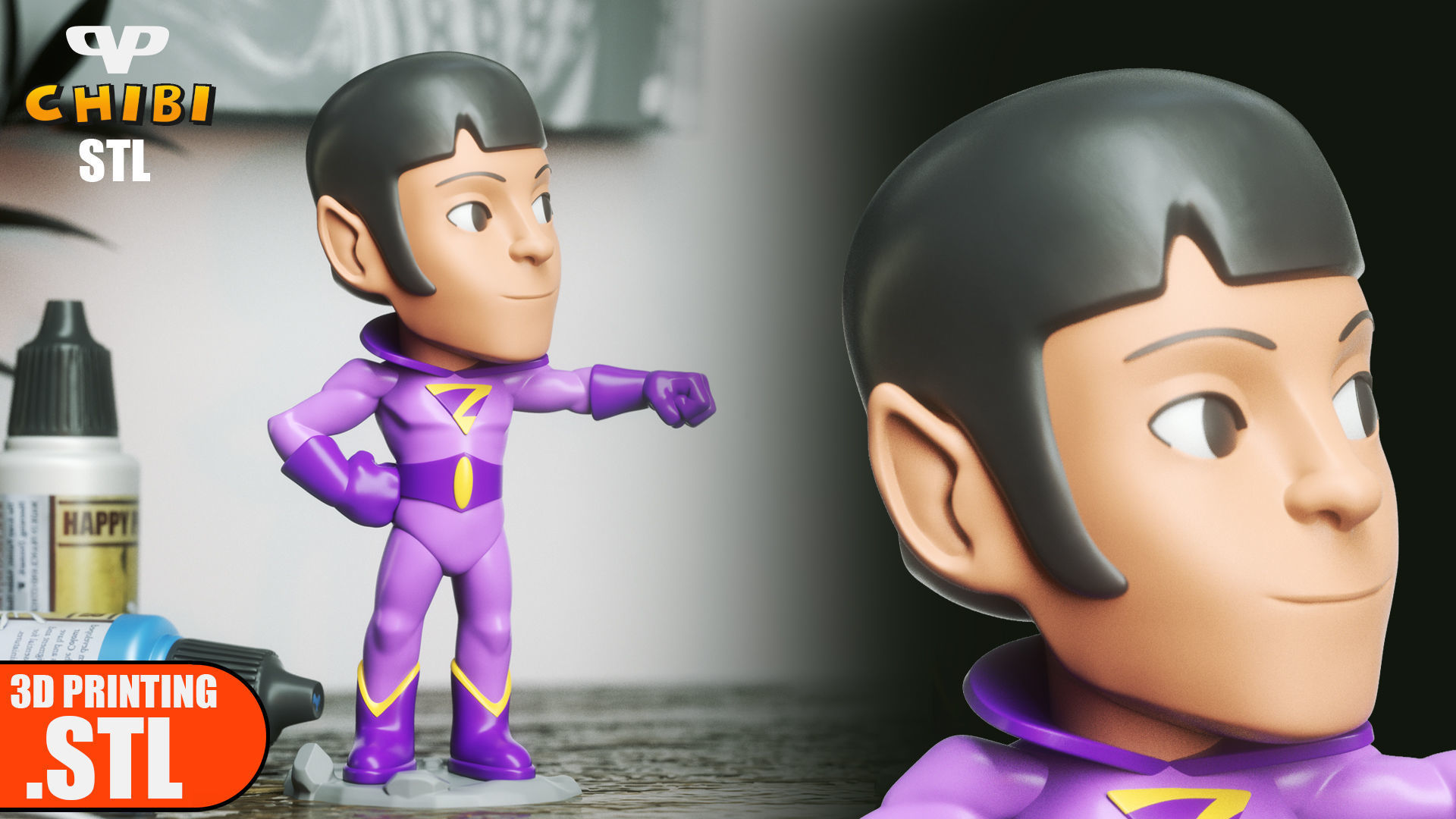 Zan Wonder Twins Chibi STL for 3D Printing ChibiSTL 3DXM 3D model 3D ...