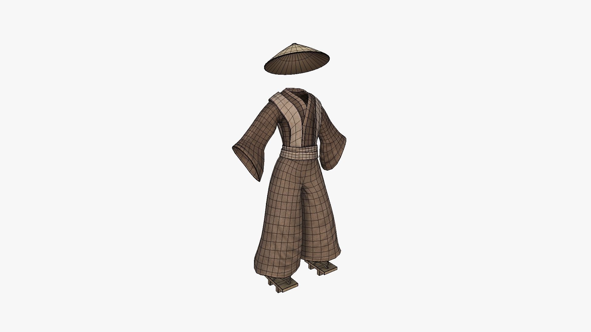 3D model Samurai Old Outfit A01 Brown - Character Clothing Design VR ...