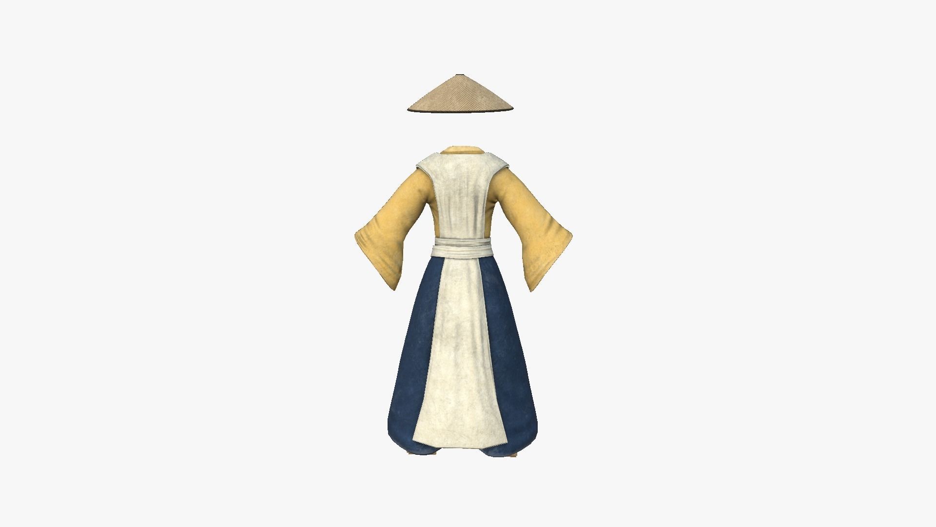 3D model Samurai Old Outfit A03 Blue Yellow - Character Clothing Design ...