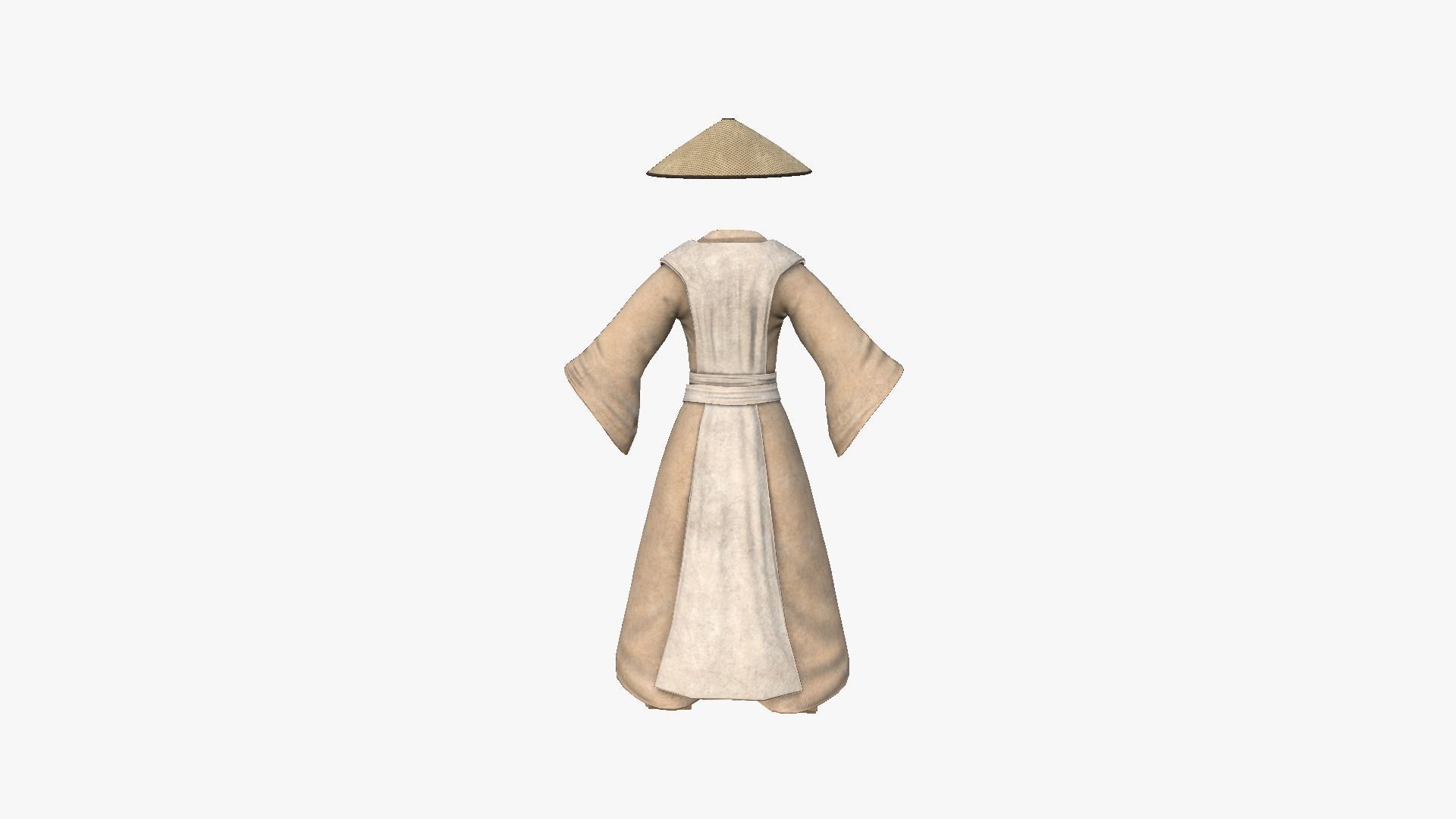 3D model Samurai Old Outfit A04 Beige - Character Clothing Design VR ...