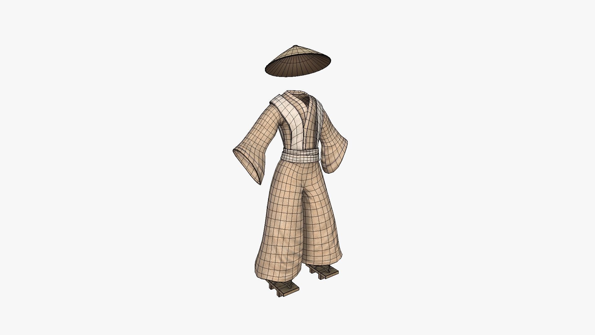 3D model Samurai Old Outfit A04 Beige - Character Clothing Design VR ...