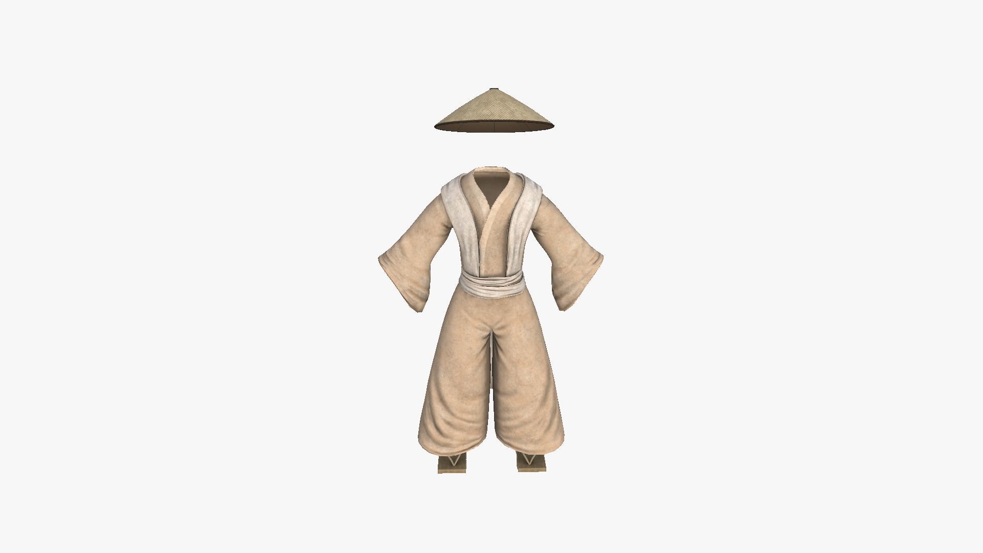 3D model Samurai Old Outfit A04 Beige - Character Clothing Design VR ...