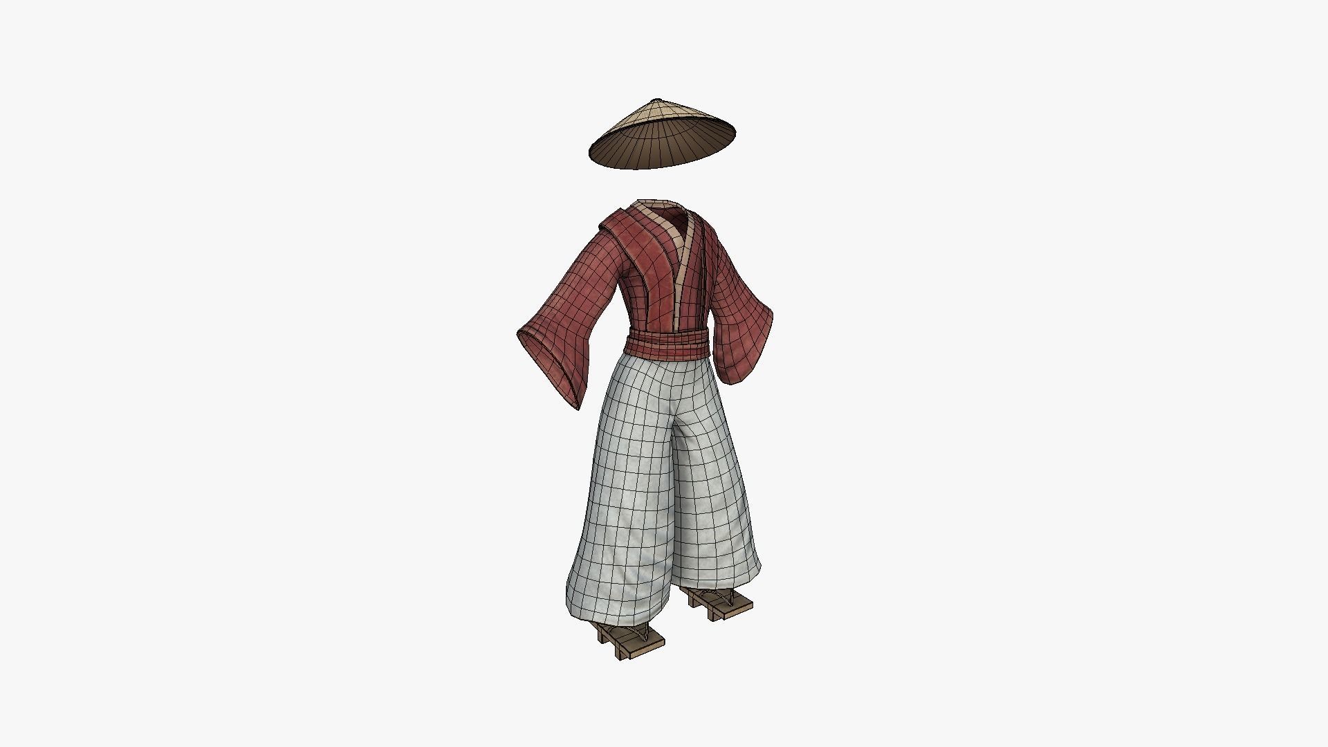 3D model Samurai Old Outfit A06 Red - Character Clothing Design VR / AR ...