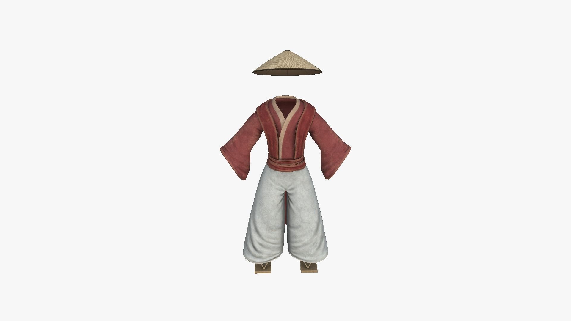 3D model Samurai Old Outfit A06 Red - Character Clothing Design VR / AR ...
