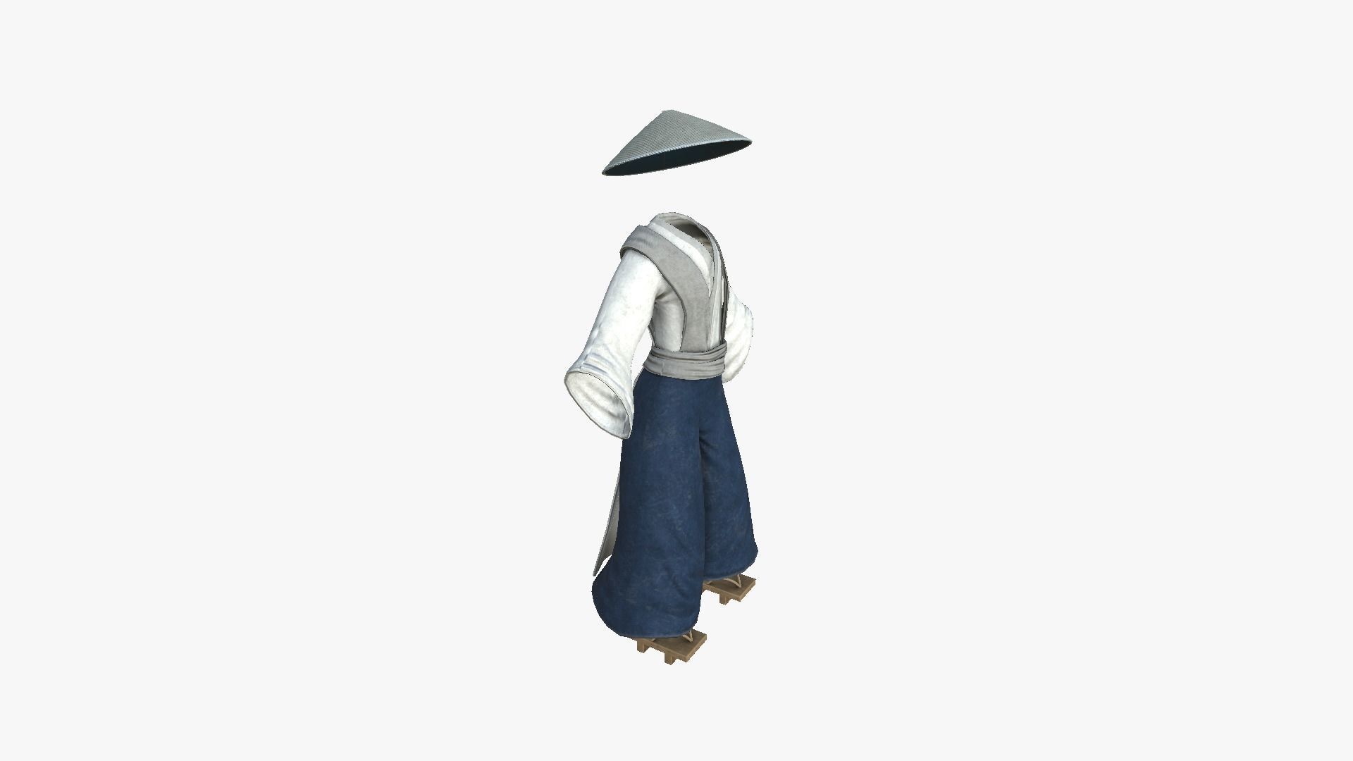 3D model Samurai Old Outfit A08 White Blue - Character Clothing Design ...