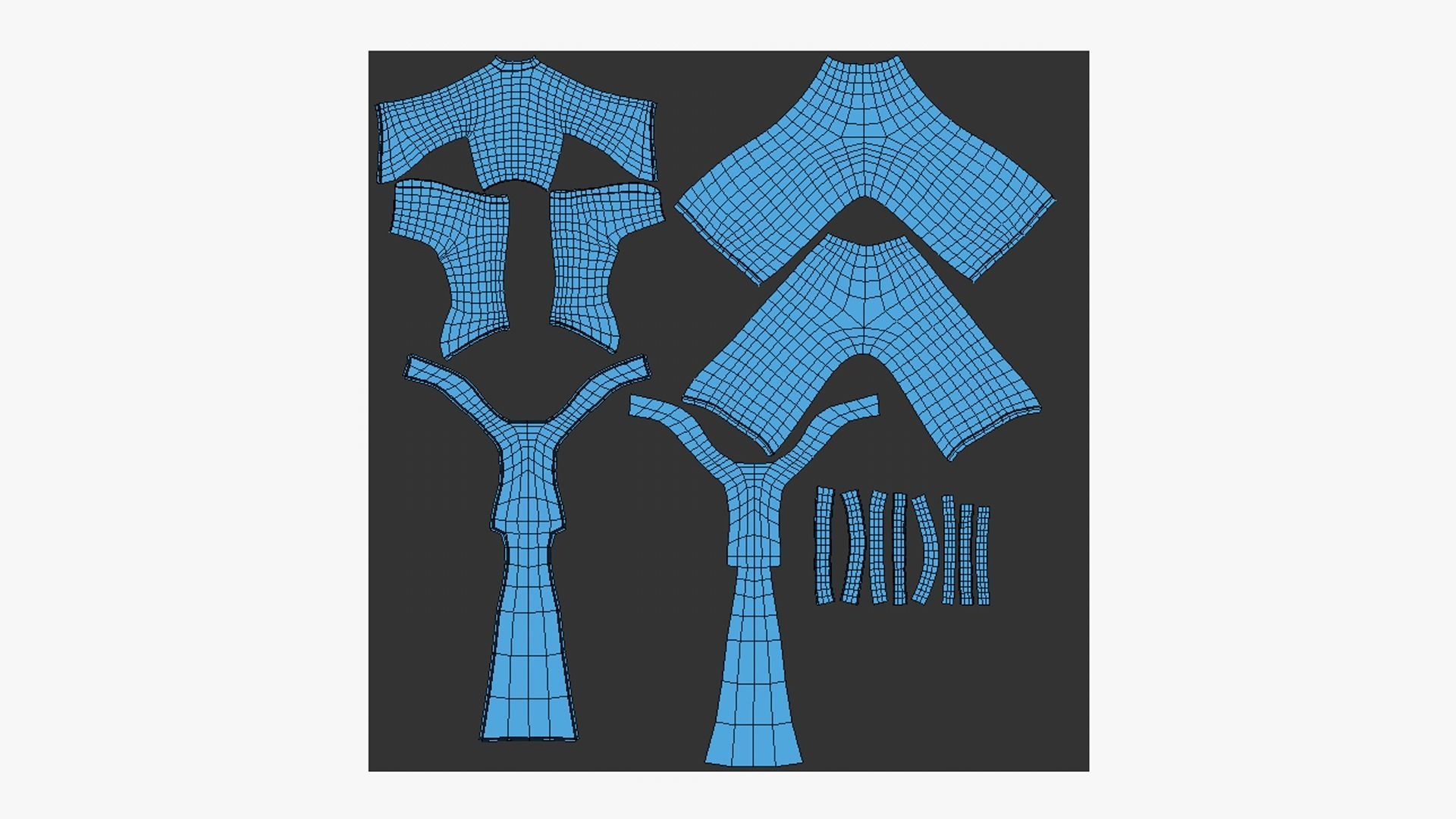 3D model Samurai Old Outfit A08 White Blue - Character Clothing Design ...