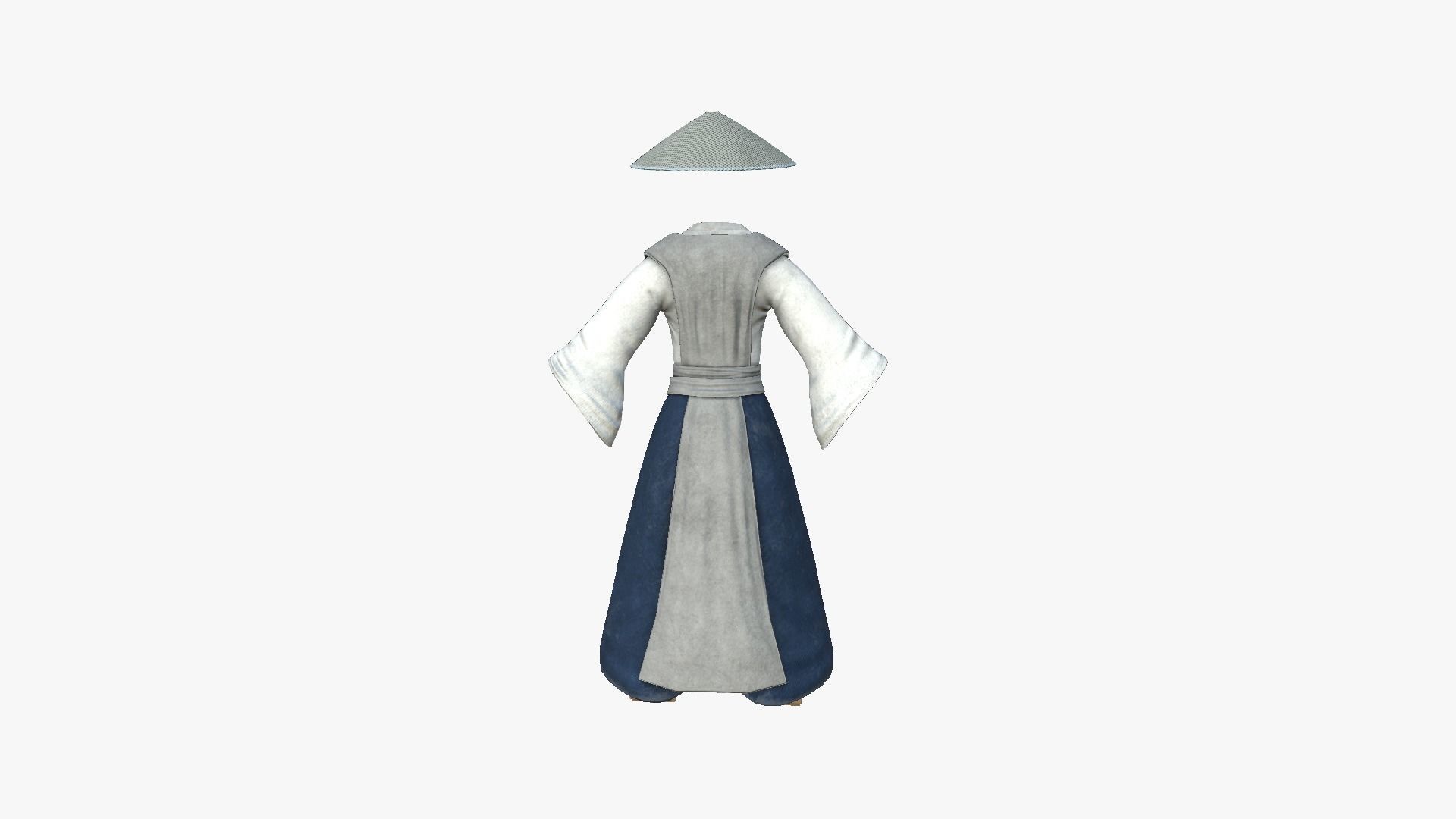 3D model Samurai Old Outfit A08 White Blue - Character Clothing Design ...