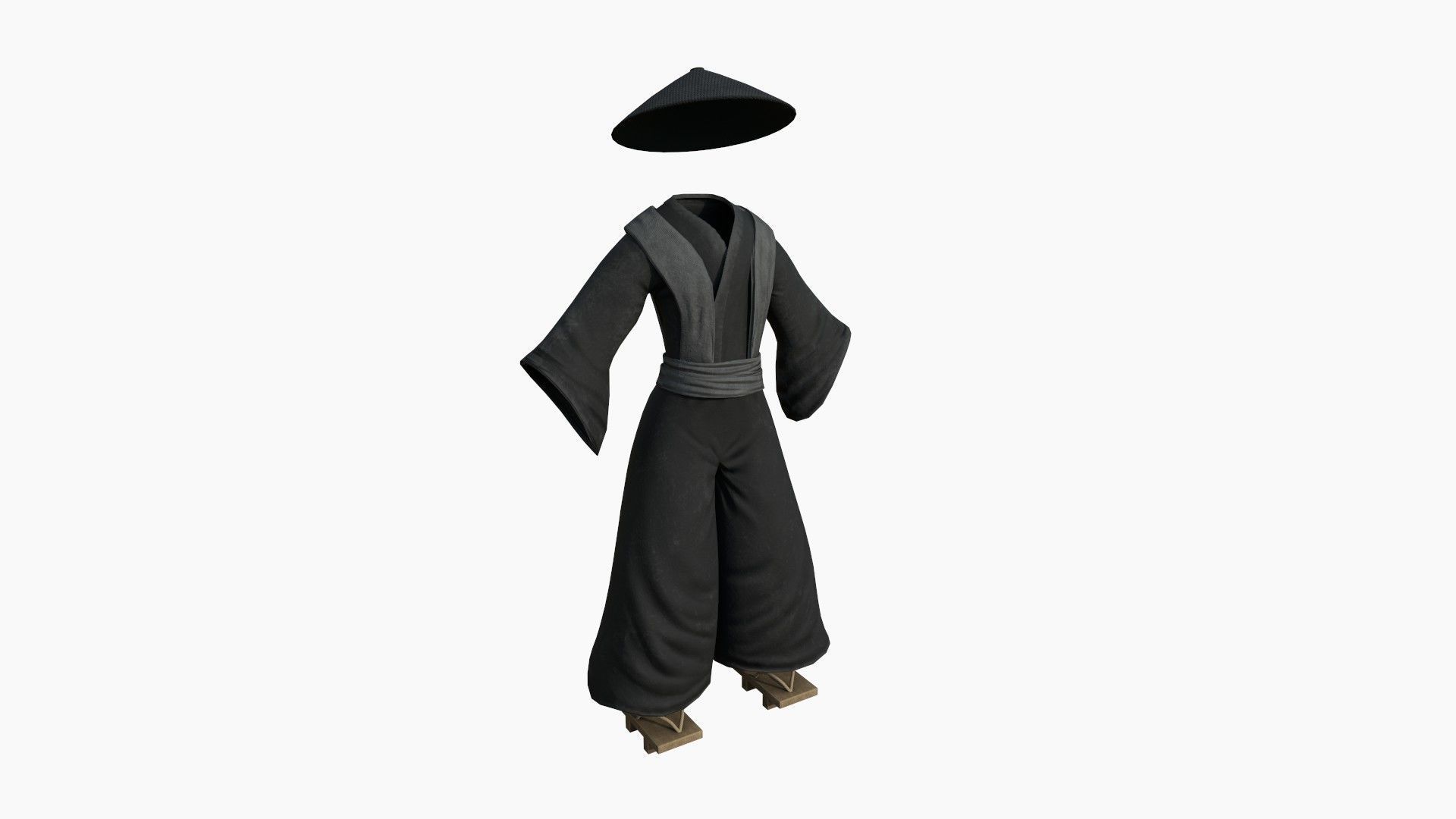 3D model Samurai Old Outfit A10 Full Black - Character Clothing Design ...