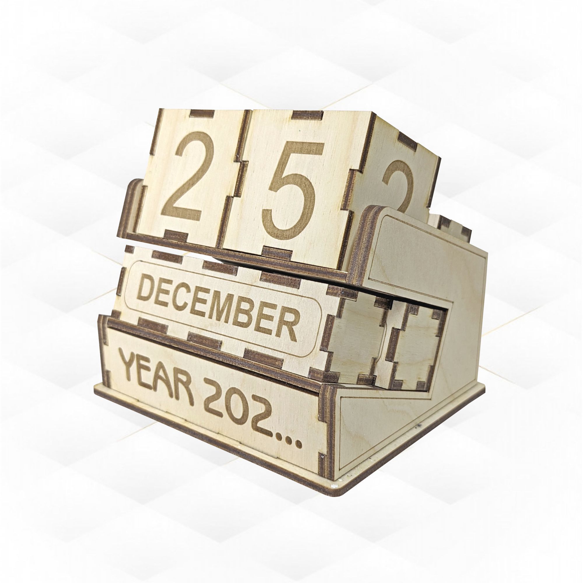 Desk Perpetual Calendar svg dxf design for laser cutting 3D model 3D ...