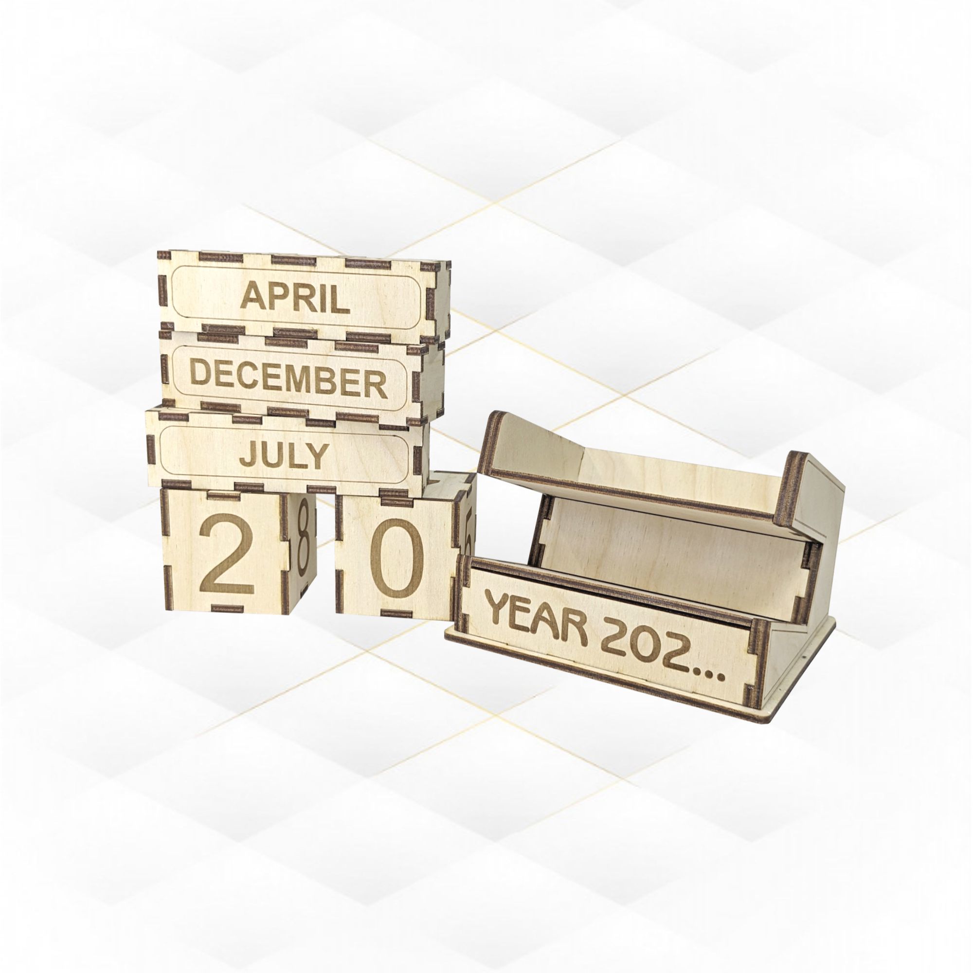 Desk Perpetual Calendar svg dxf design for laser cutting 3D model 3D ...