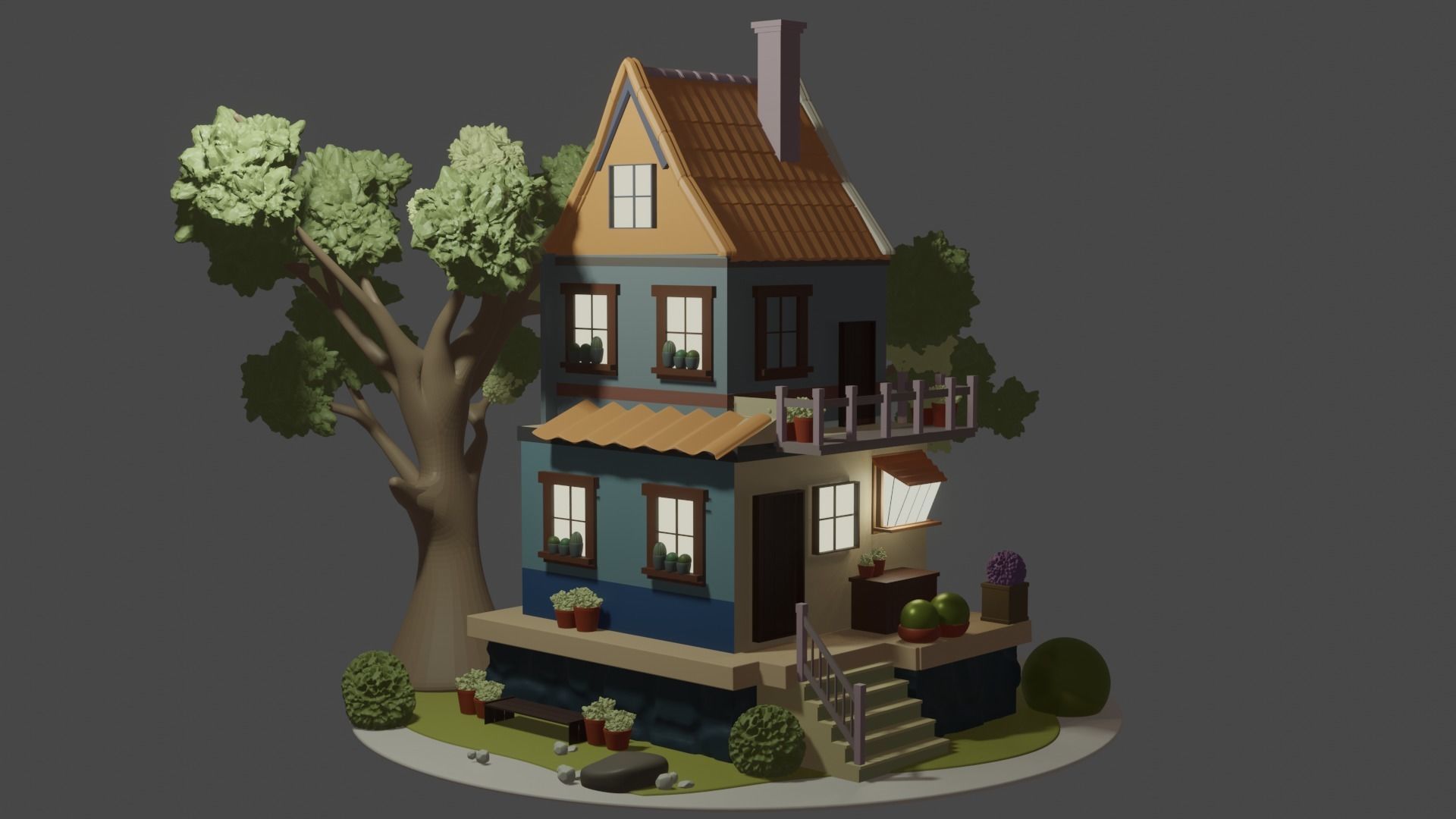 3D model dream home low poly - 3D model VR / AR / low-poly | CGTrader