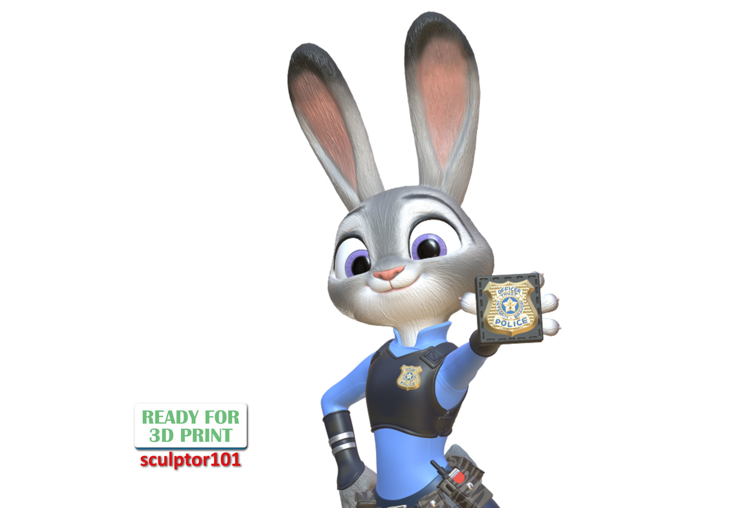 Fanart Zootopia Police Officer Judy Hopps Showing Her Badge 3D model 3D ...