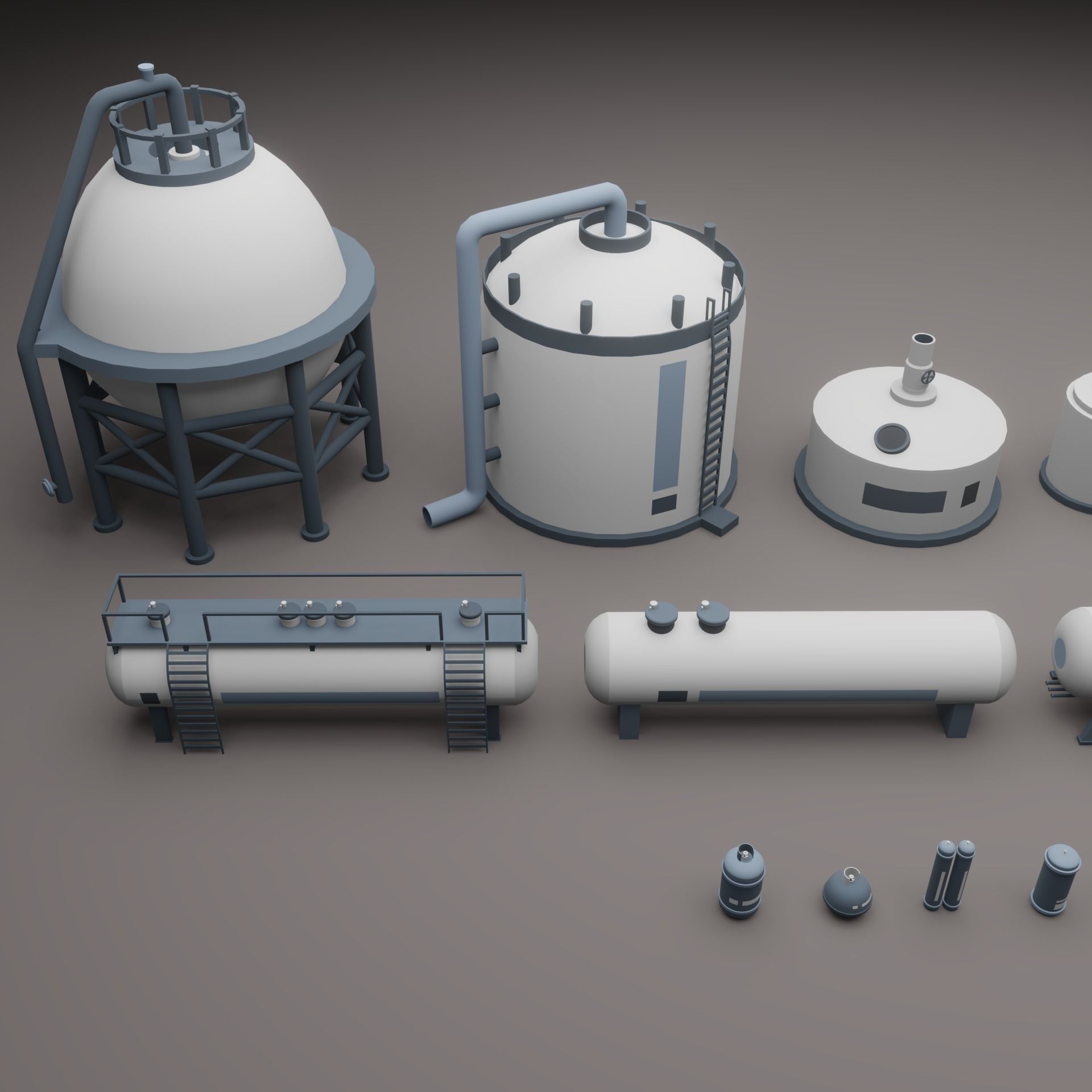 3D model Low Poly Oil Tanks VR / AR / low-poly | CGTrader