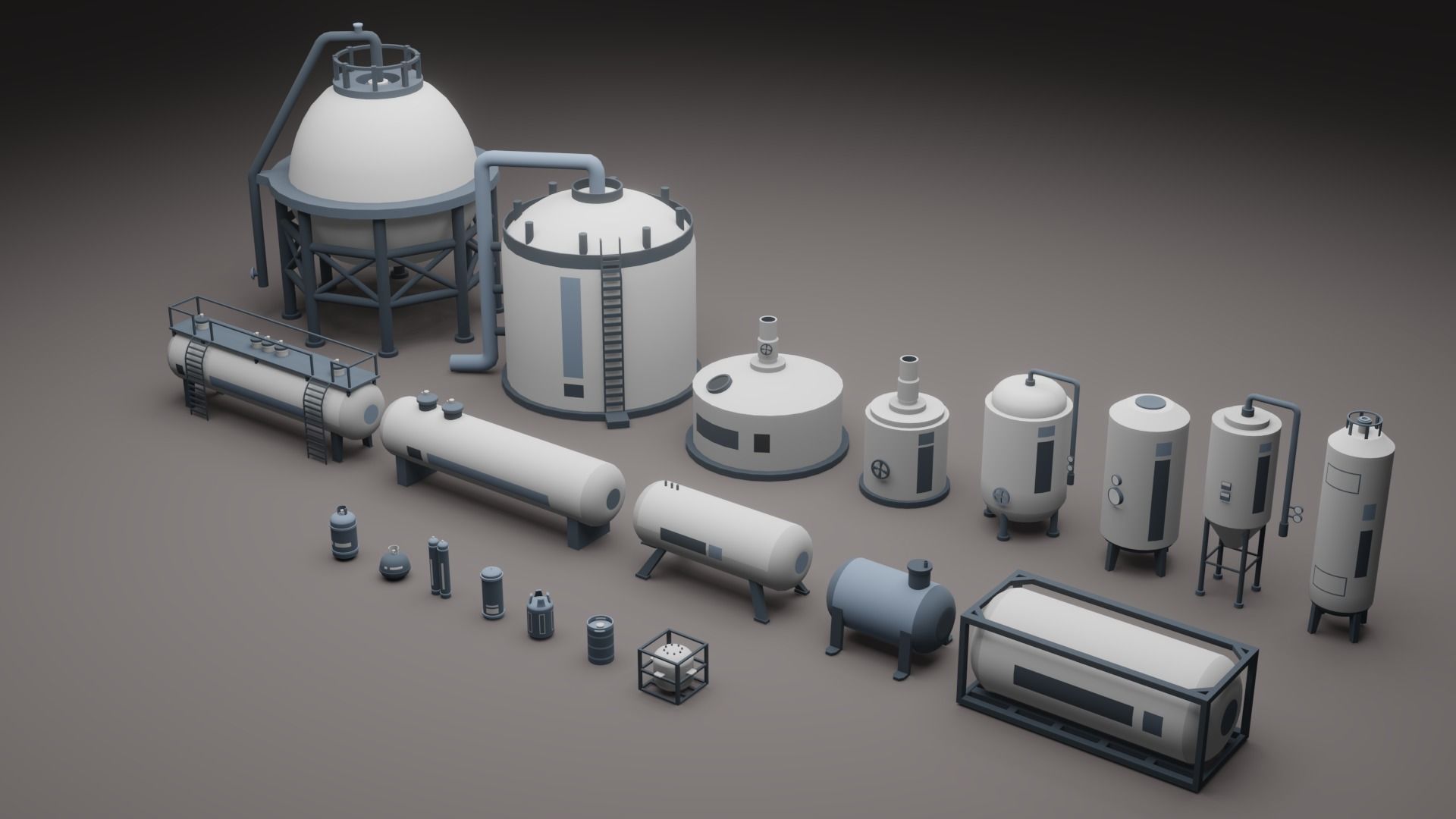 3D model Low Poly Oil Tanks VR / AR / low-poly | CGTrader