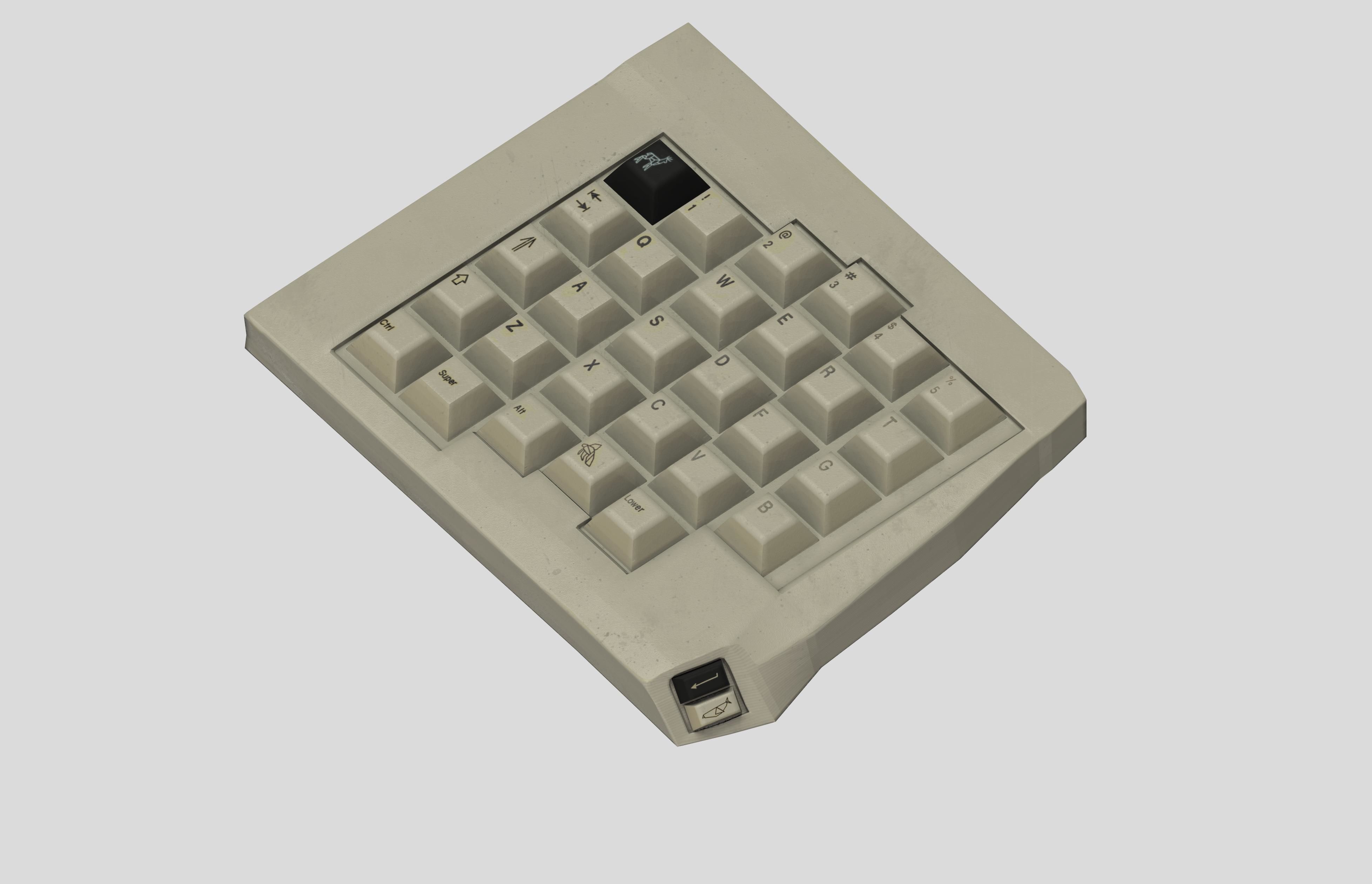 3D model Retro split keyboard with cyberpunk design VR / AR / low-poly ...