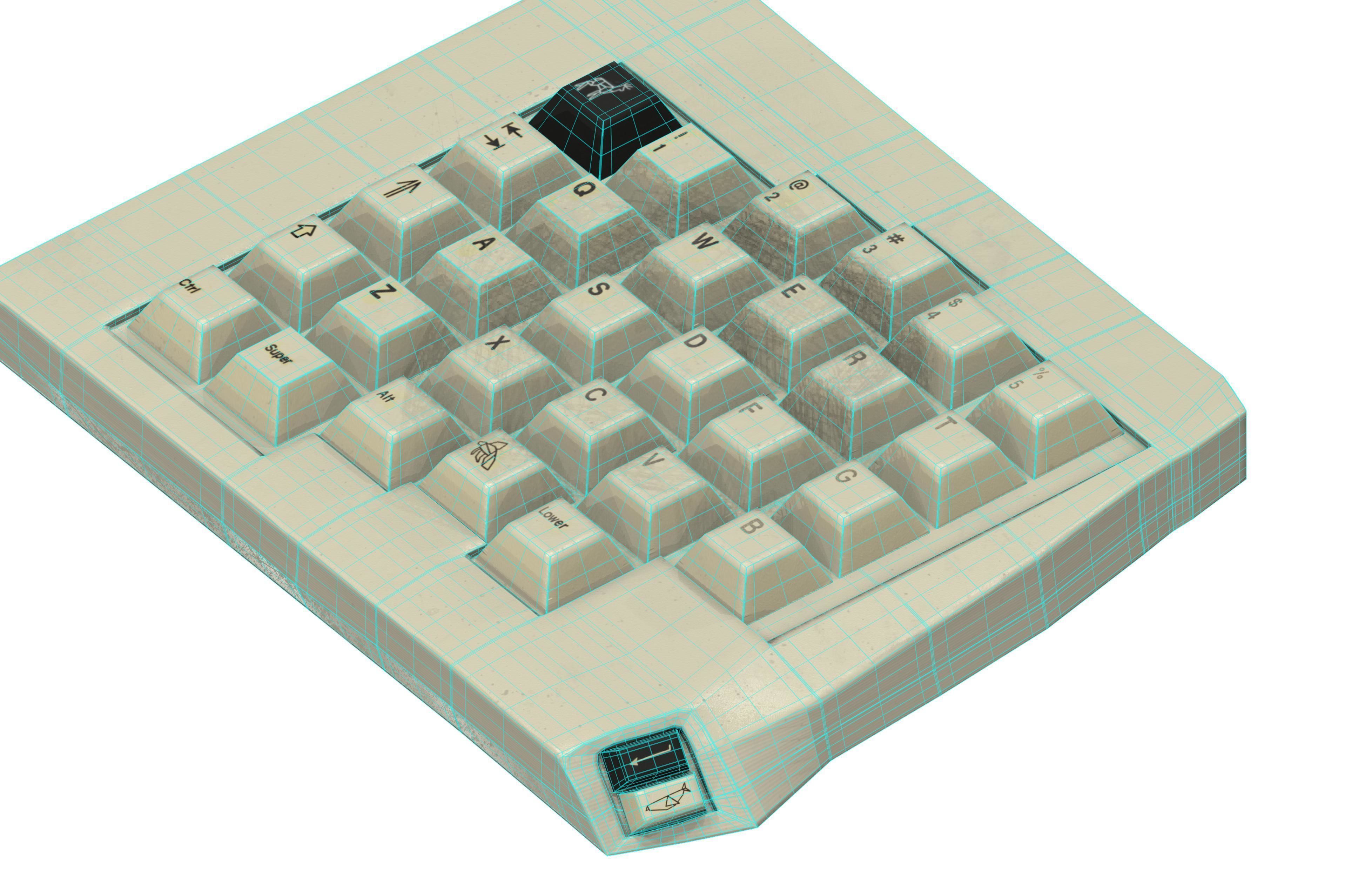 3D model Retro split keyboard with cyberpunk design VR / AR / low-poly ...