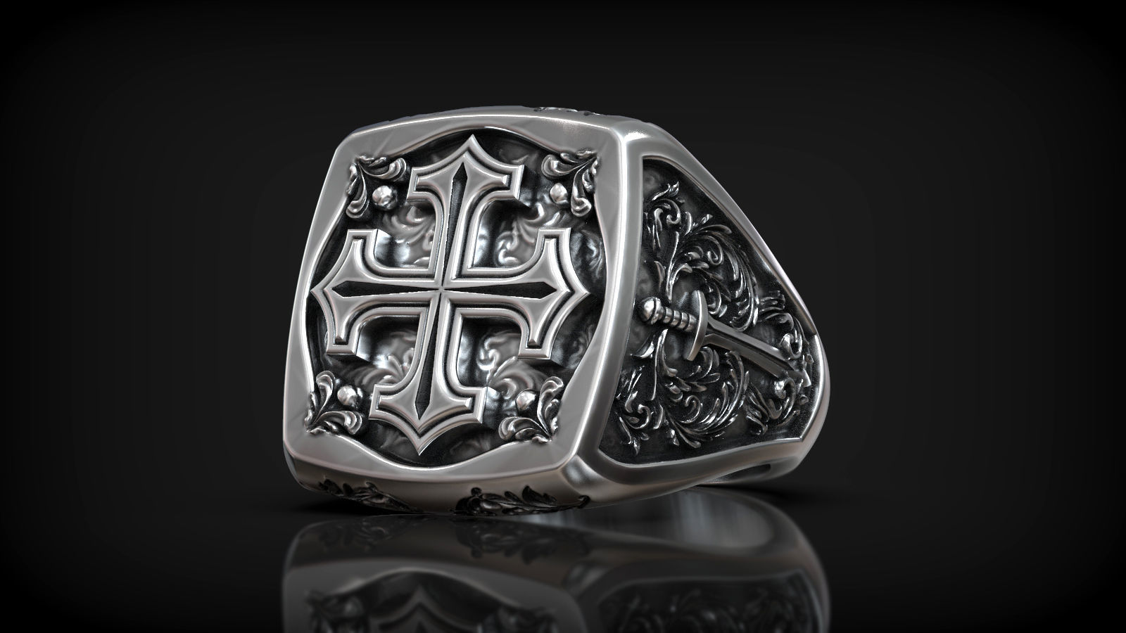 Heraldic Cross Crosslet Sword Medieval Pattern Signet 3D model 3D ...