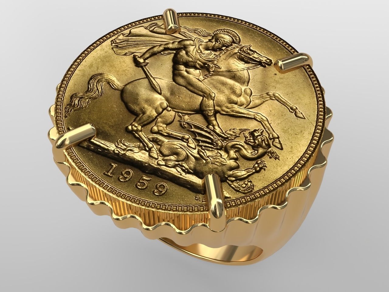 full british gold sovereign coin ring mount size P 3D model 3D ...