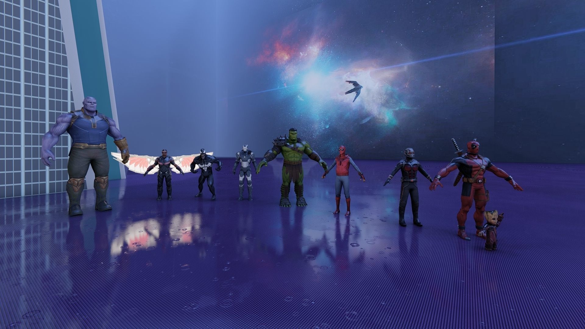 3D model Avengers set rigged models of hulk thanos VR / AR / low-poly ...